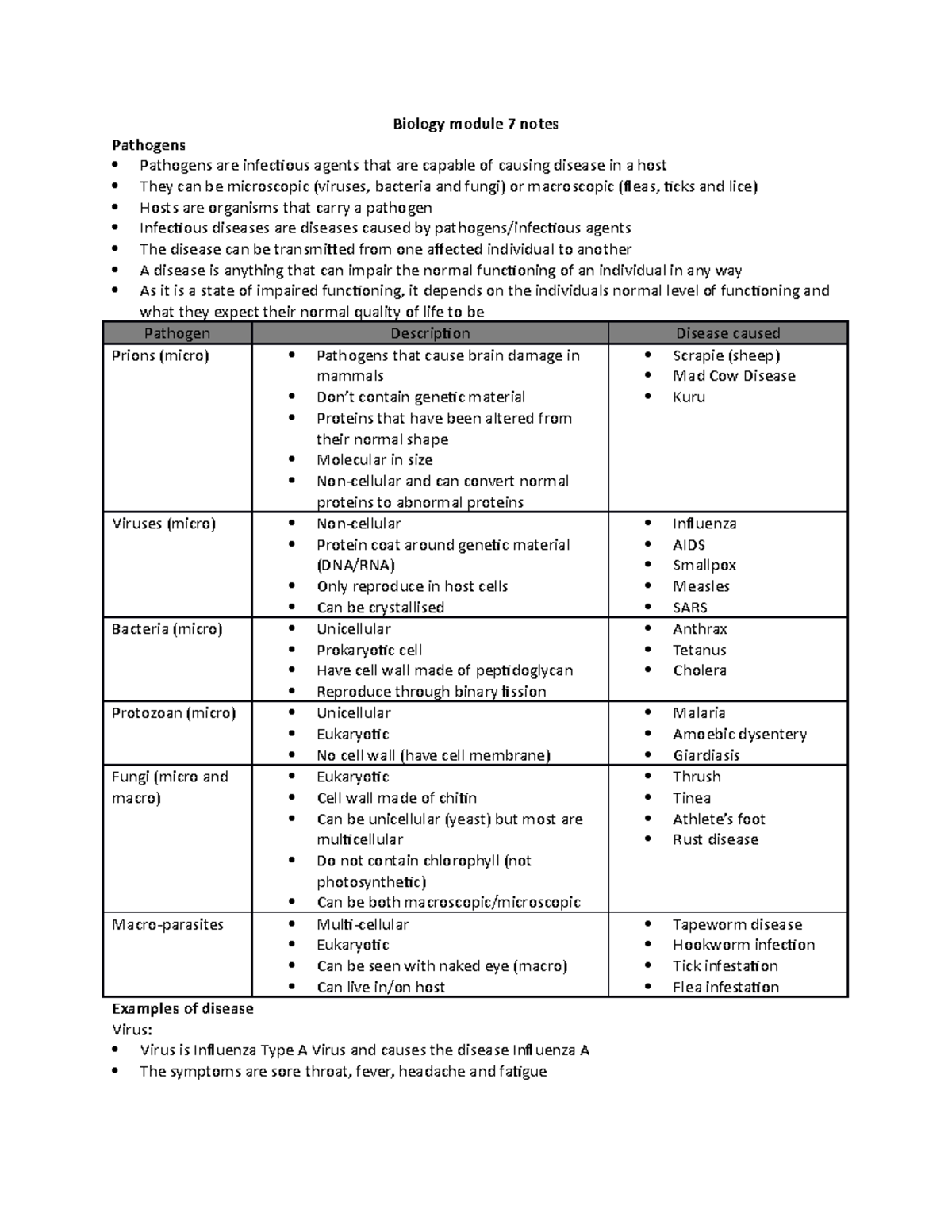 Biology module 7 notes - Biology module 7 notes Pathogens Pathogens are ...