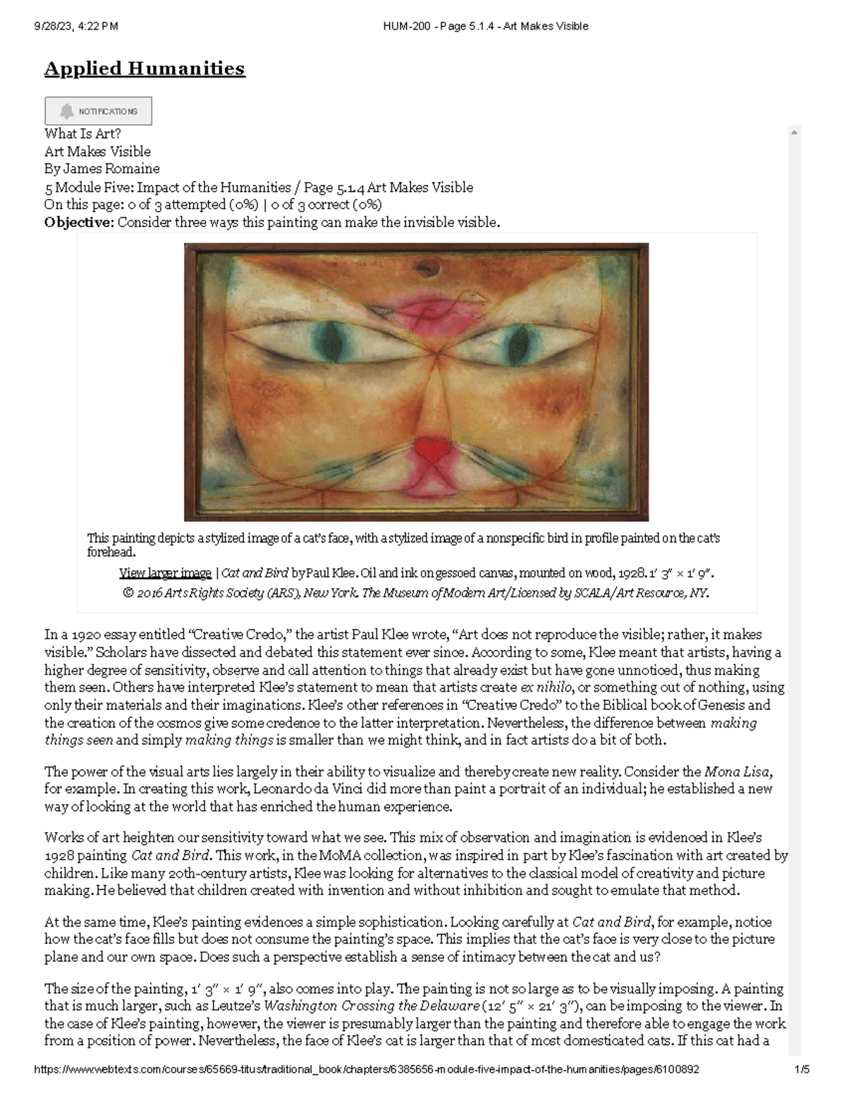 HUM-200 - Page 5.1.4 - Art Makes Visible - Applied Humanities What Is ...