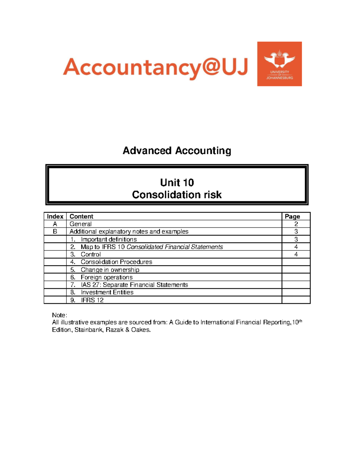Unit 10 Consolidation Risk - Explanatory Notes and Illustrative ...