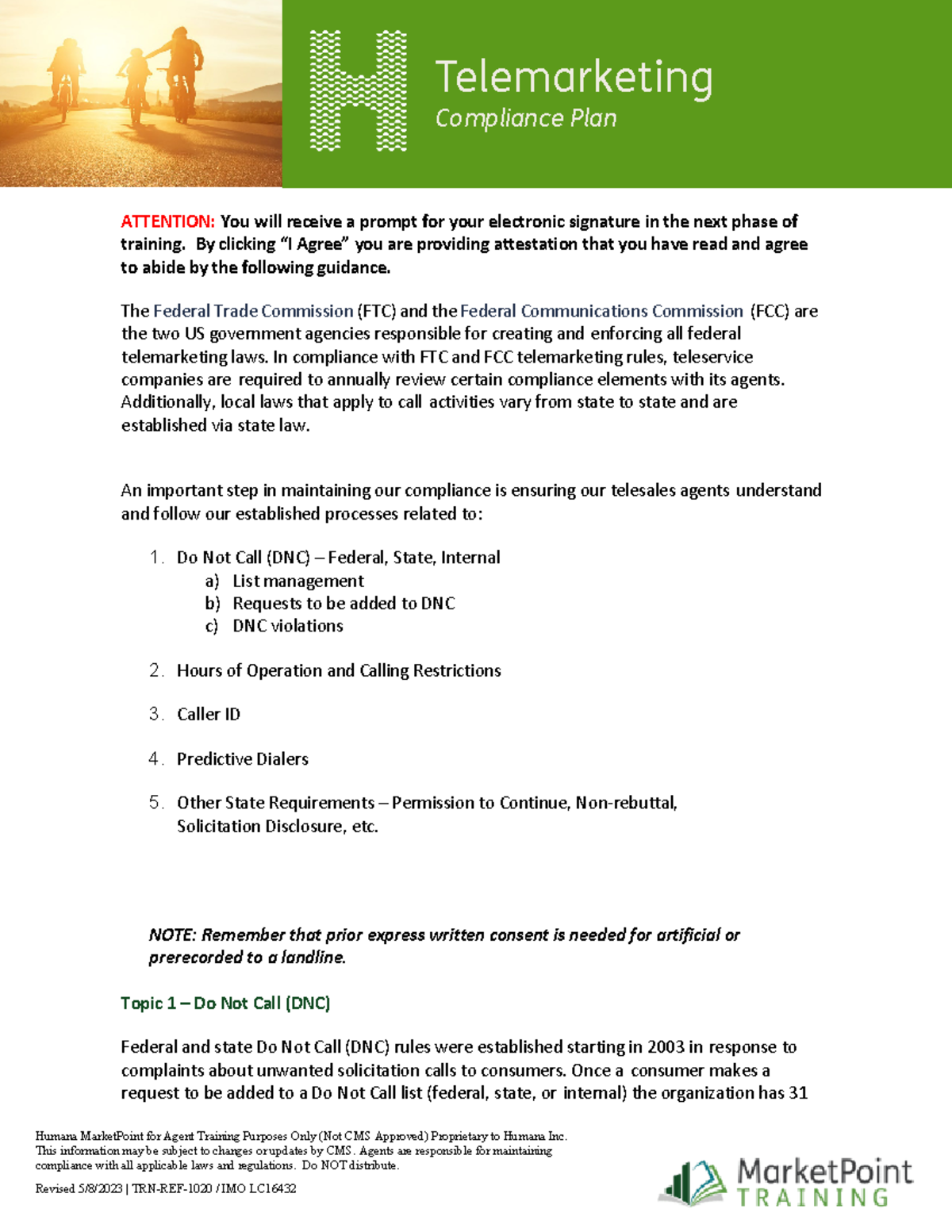 Telemarketing Compliance Plan - Studocu