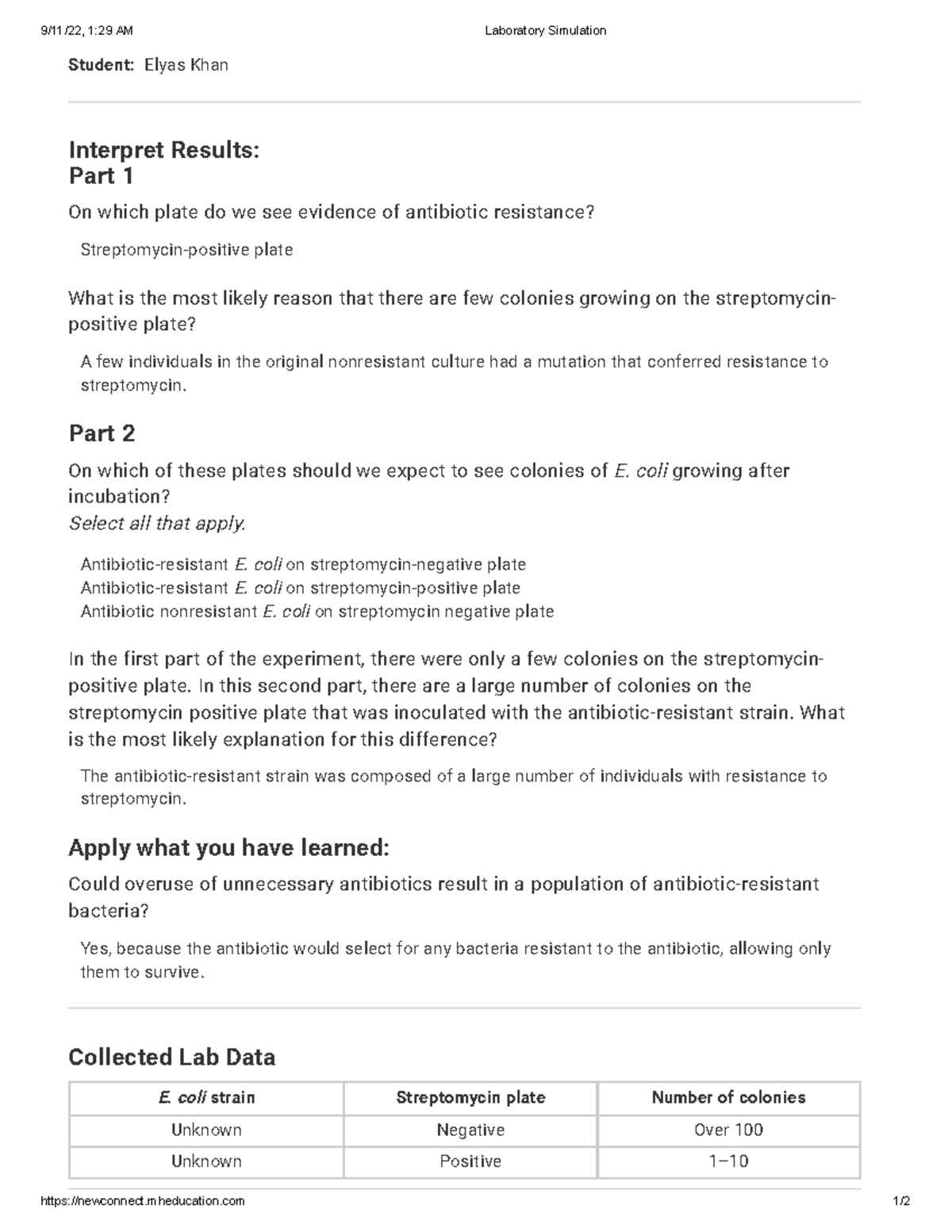 Week 2 Antibiotic Resistance in Bacteria - 9/11/22, 1:29 AM Laboratory ...
