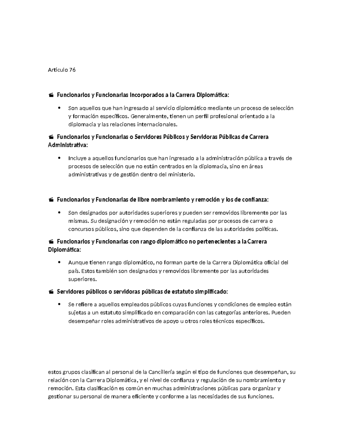 Articulo 76 - Articulo 76 Funcionarios y Funcionarias incorporados a la ...