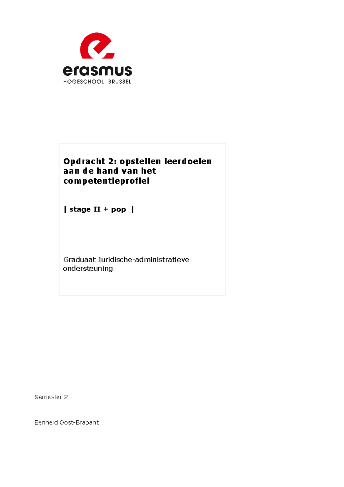 Voorbeeld POP-opdracht 1 (Plan van aanpak - Smart) - Opdracht 2 ...