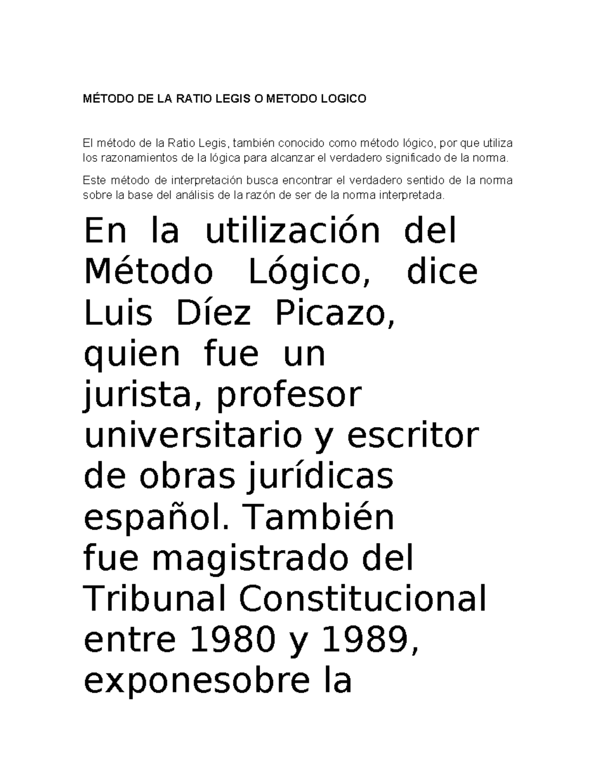 Método DE LA Ratio Legis - MÉTODO DE LA RATIO LEGIS O METODO LOGICO El ...