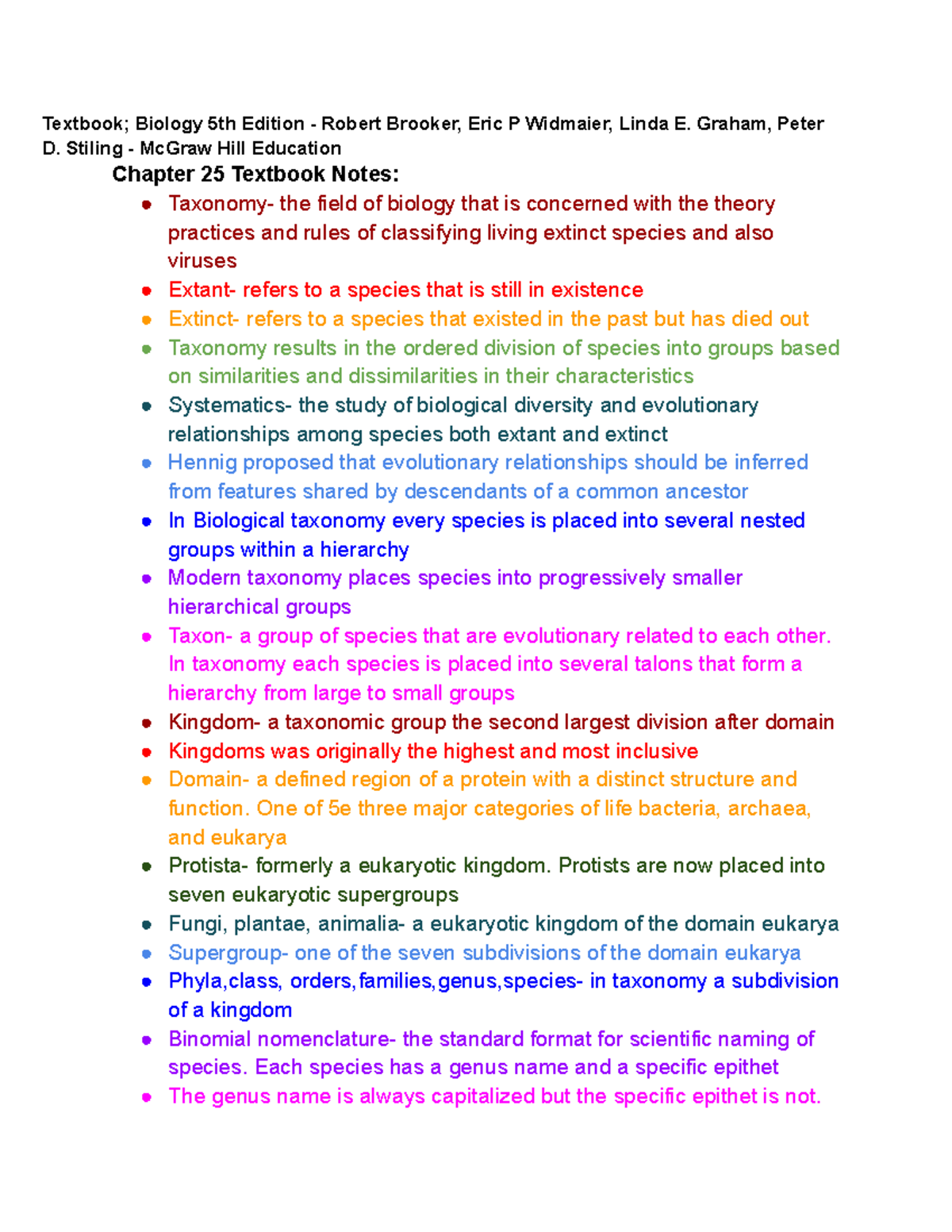 Textbook; Biology 5th Edition - Mc Graw Hill Education CHP 25 ...