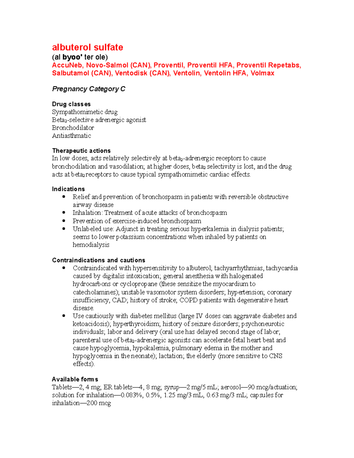 Albuterol-Sulfate - none - albuterol sulfate (al byoo' ter ole) AccuNeb ...