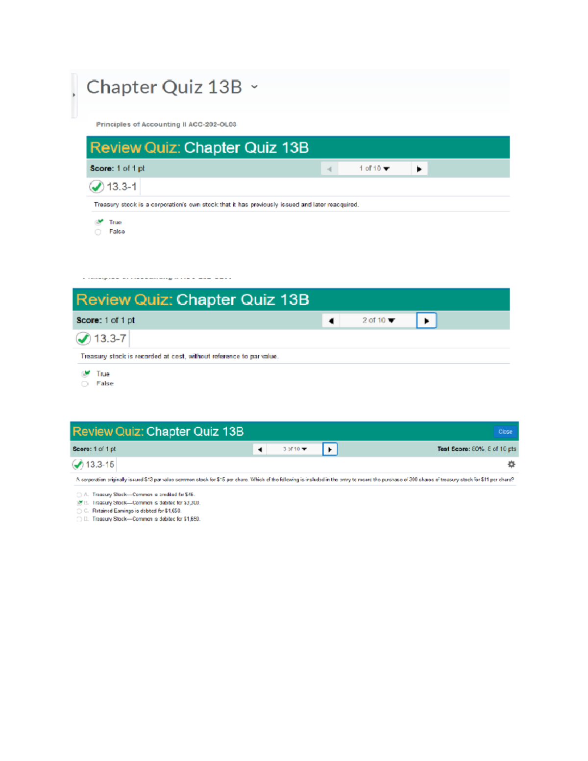 Chapter 13B QUIZ - ACC 202 - Studocu