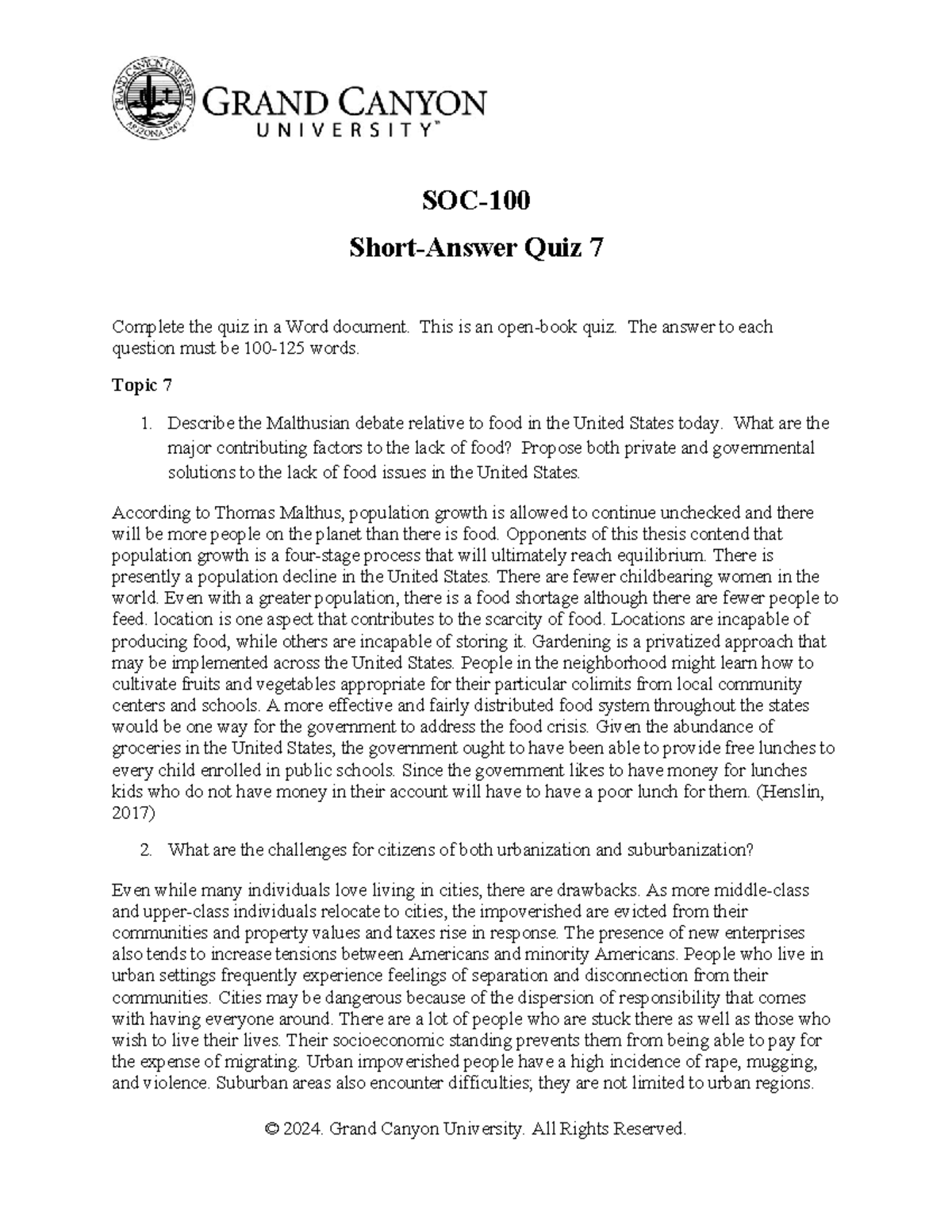 SOC-100.Short-Answer Quiz 7 1-8-18 - SOC- Short-Answer Quiz 7 Complete ...