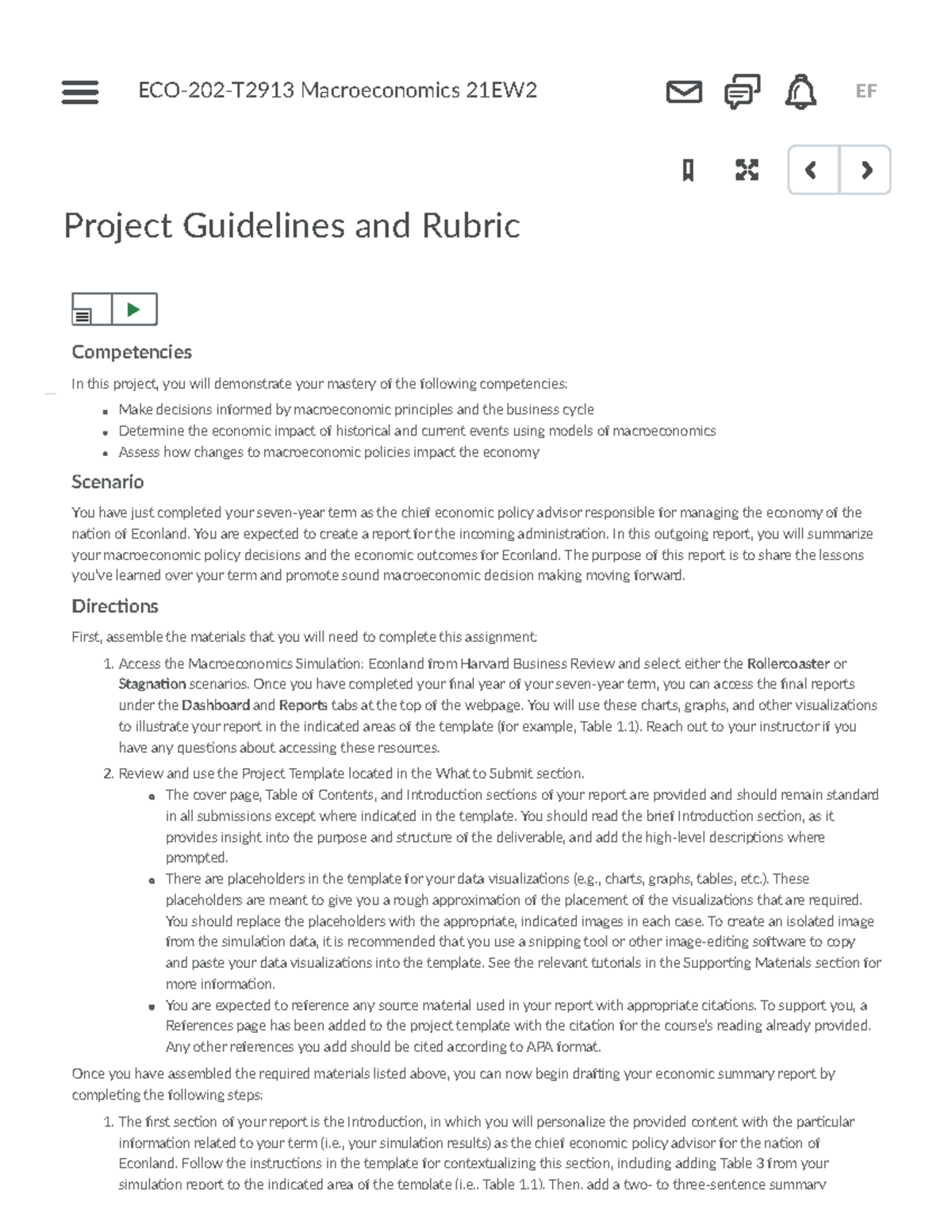 Project Guidelines and Rubric - ECO-202-T2913 Macroeconomics 21EW2 ...