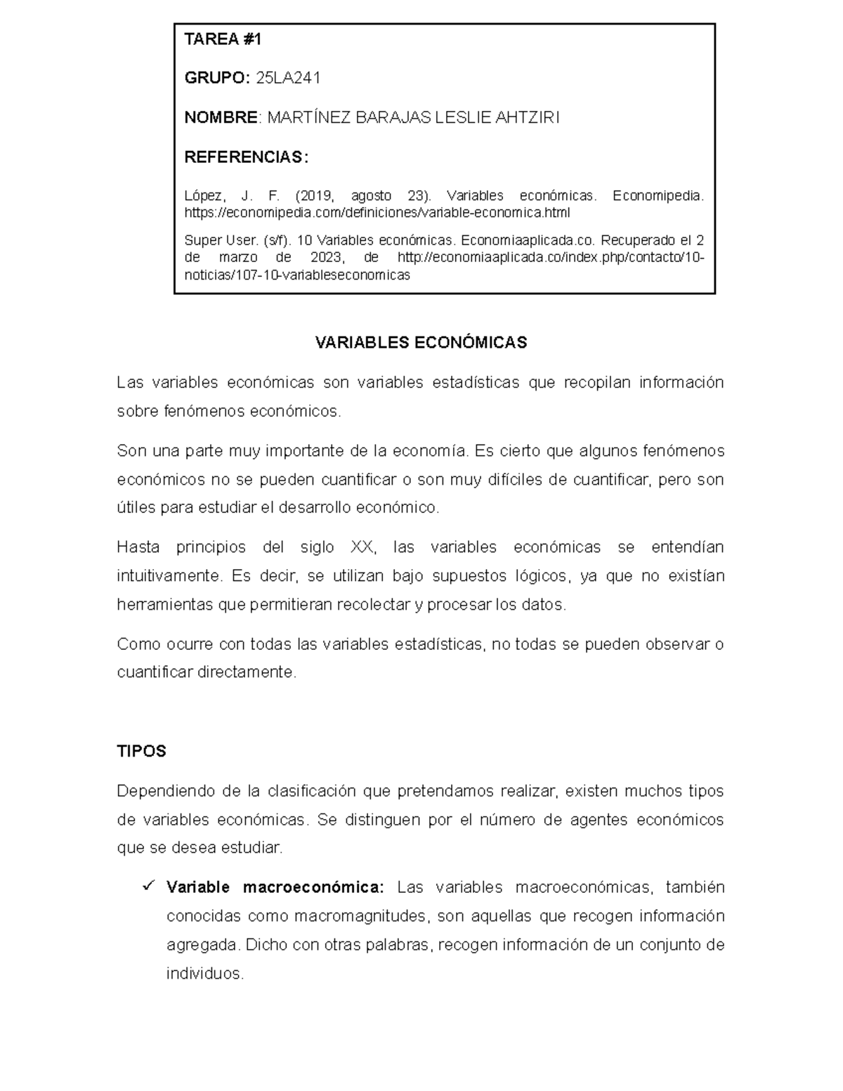 Variables Económicas macroeconomia - VARIABLES ECONÓMICAS Las variables ...