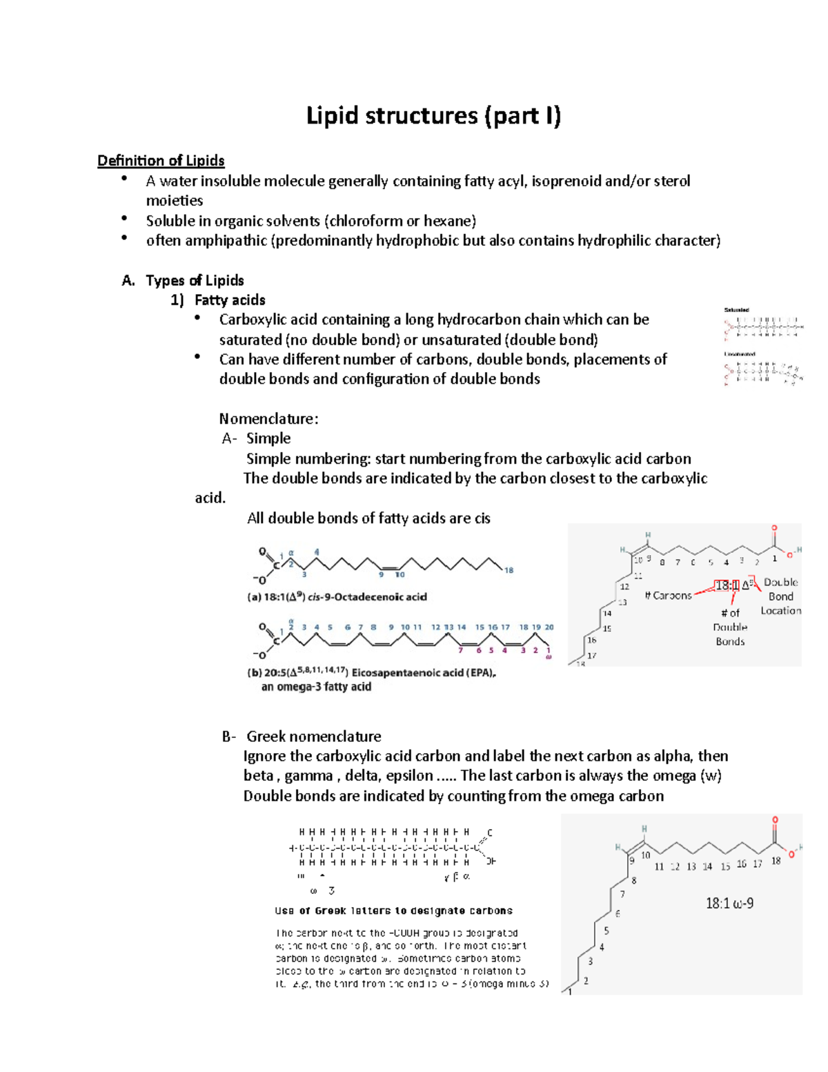 Lipid structures I - Dr. Michael J. Krisinger - UBC Biochemistry ...