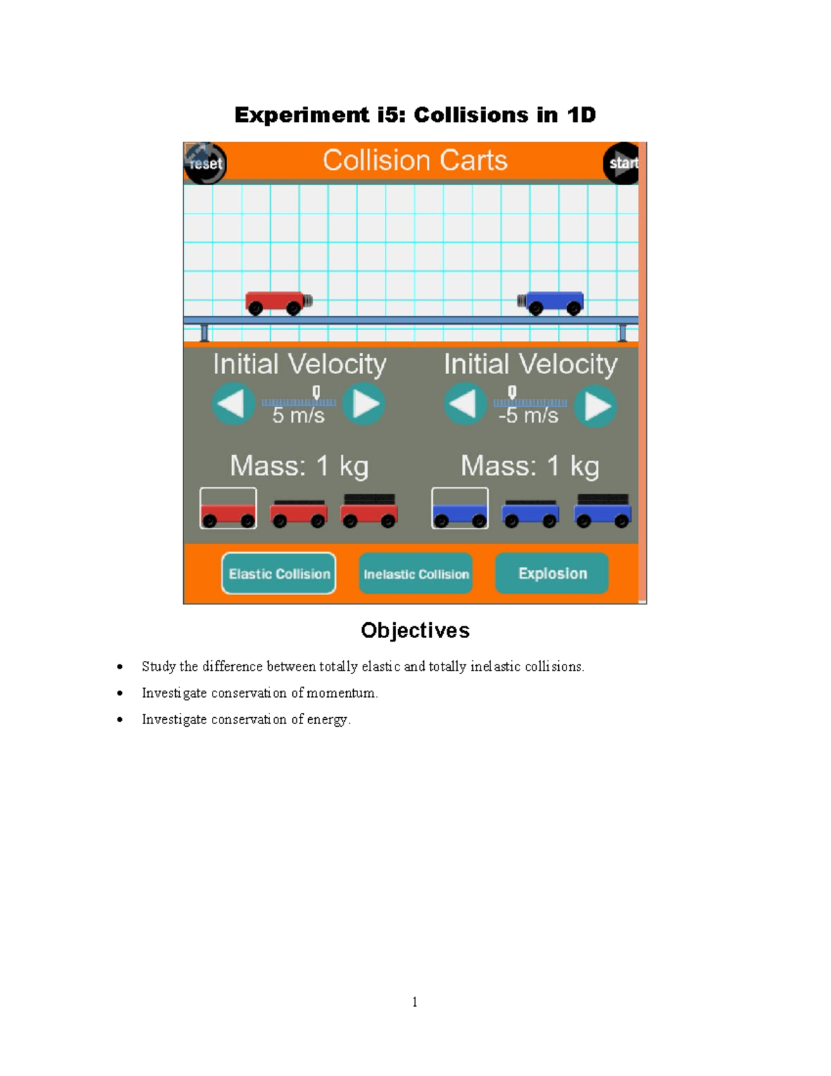 I5 Collisions in 1D - 5th physics lab - Experiment i5: Collisions in 1D ...