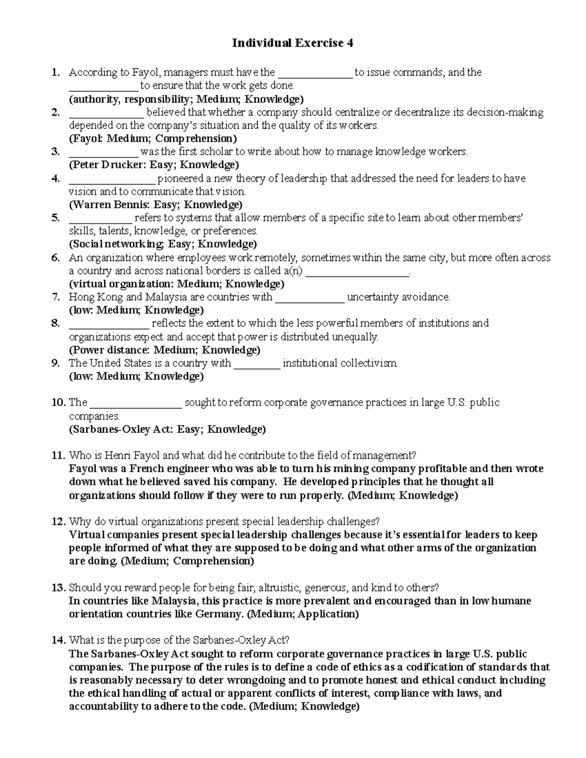 Individual Exercise 4 Answers - Individual Exercise 4 1. According to ...