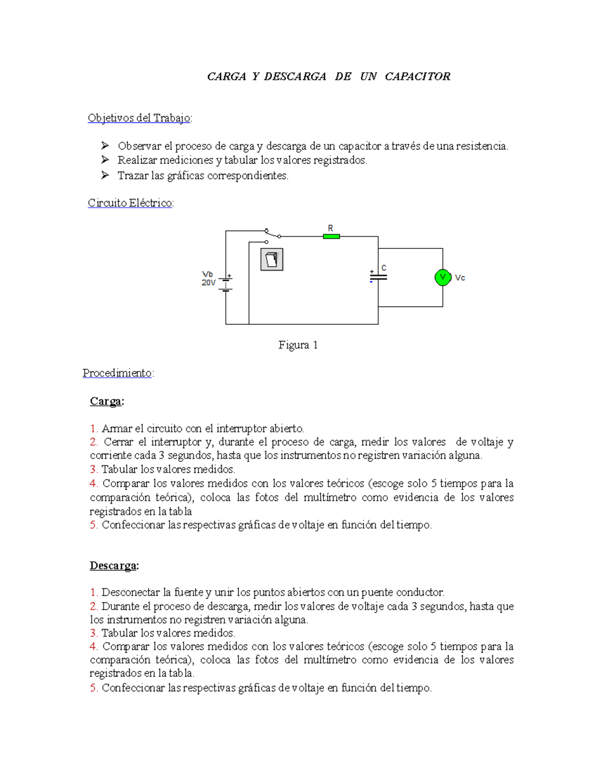 Carga Y Descarga De Un Capacitor Carga Y Descarga De Un Capacitor