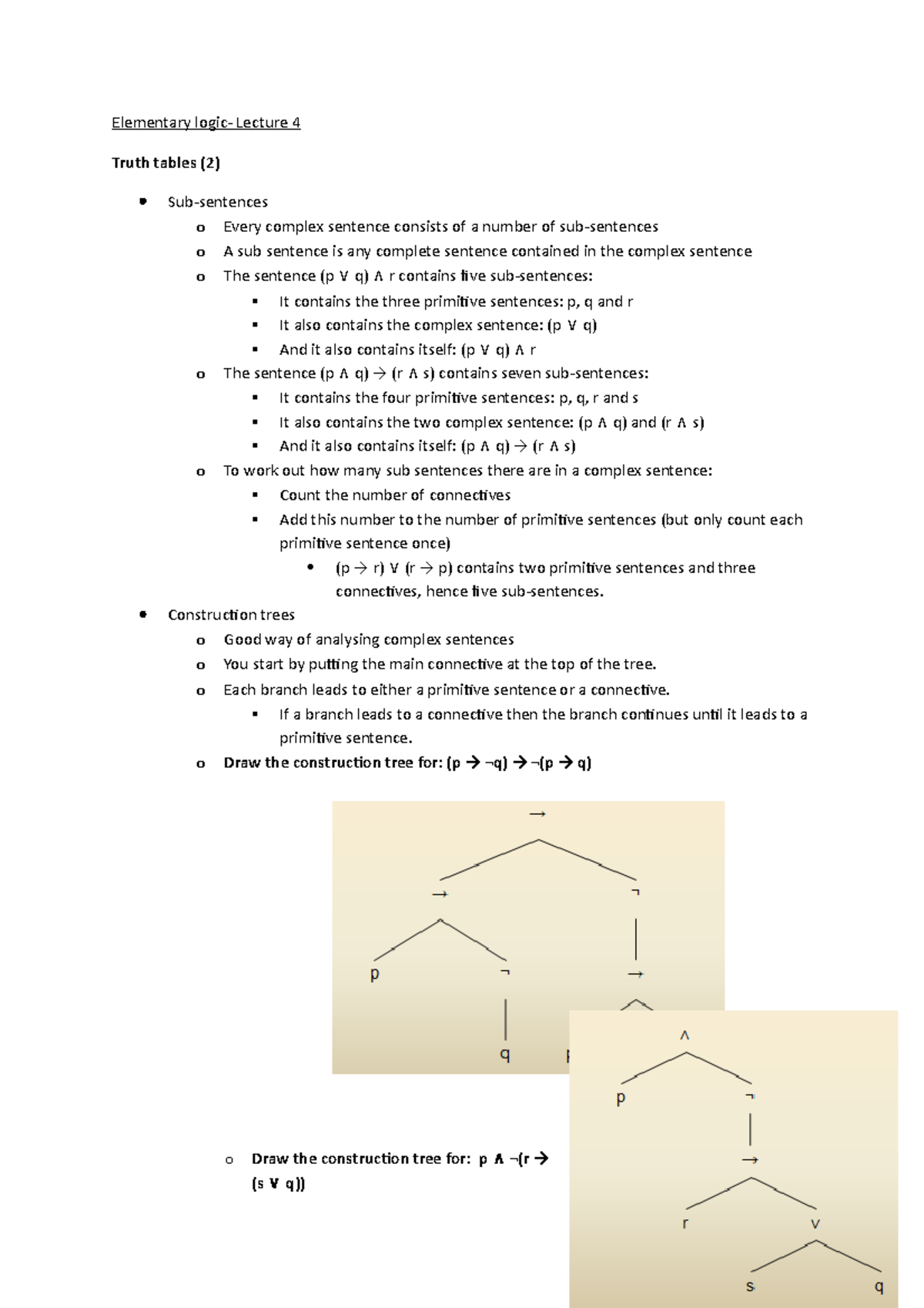 Lecture 4 Good Elementary Logic Lecture 4 Truth Tables 2 Sub Lecture 4 Good Elementary Logic Lecture 4 Truth Tables 2 Sub