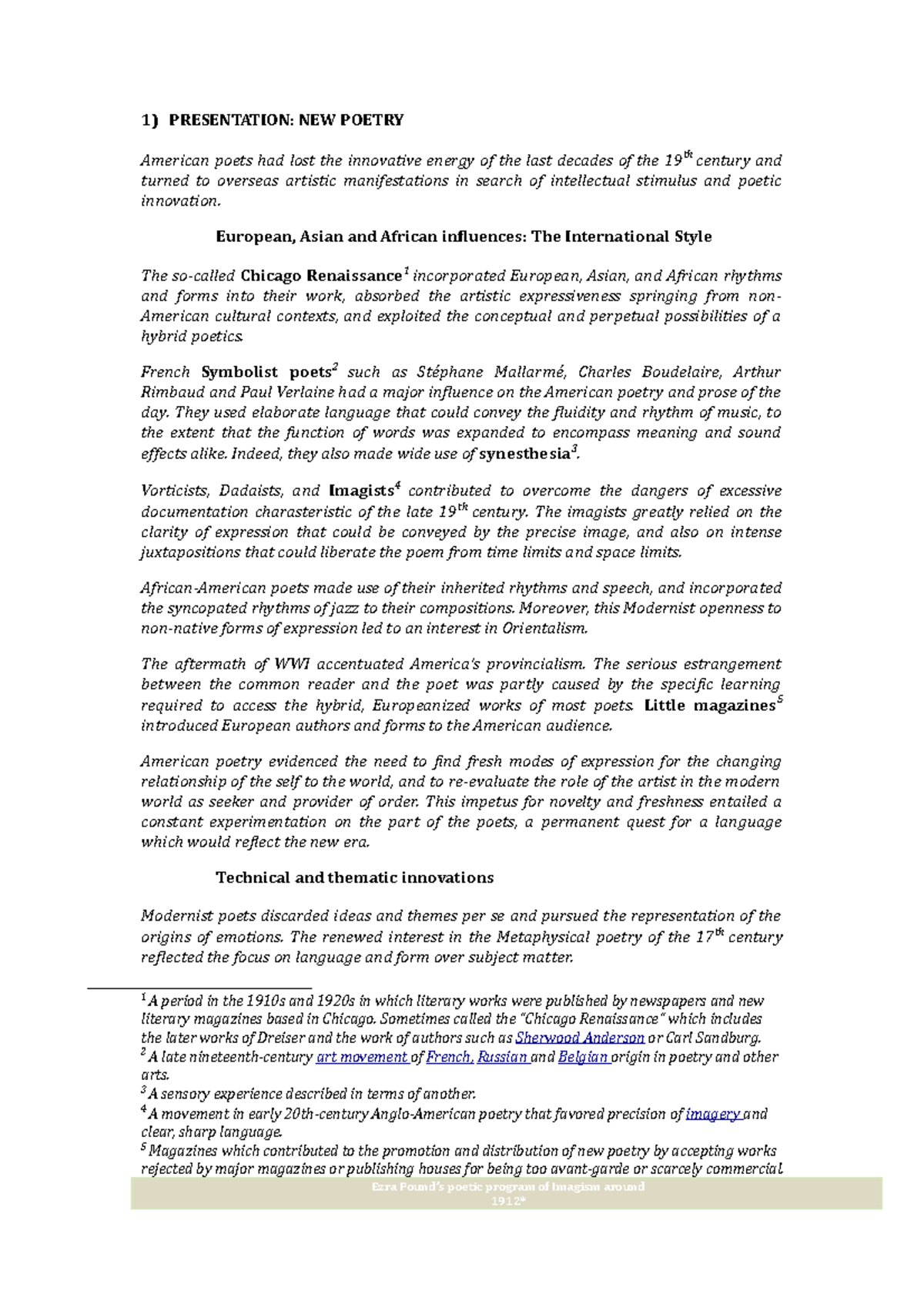 Lit Norteamericana II Unit 2 Poetry - 1) PRESENTATION: NEW POETRY ...