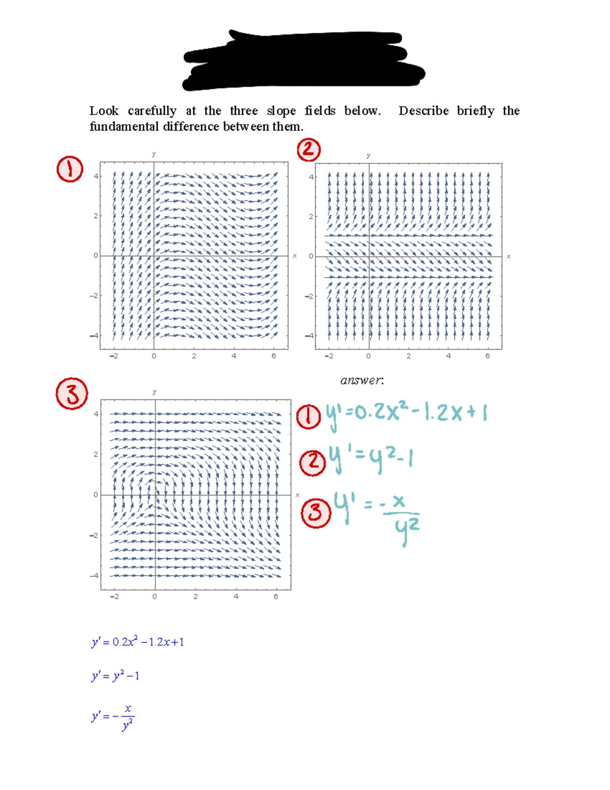 Slope Fields - ball high school a.p bc slope fields – dependence on one ...