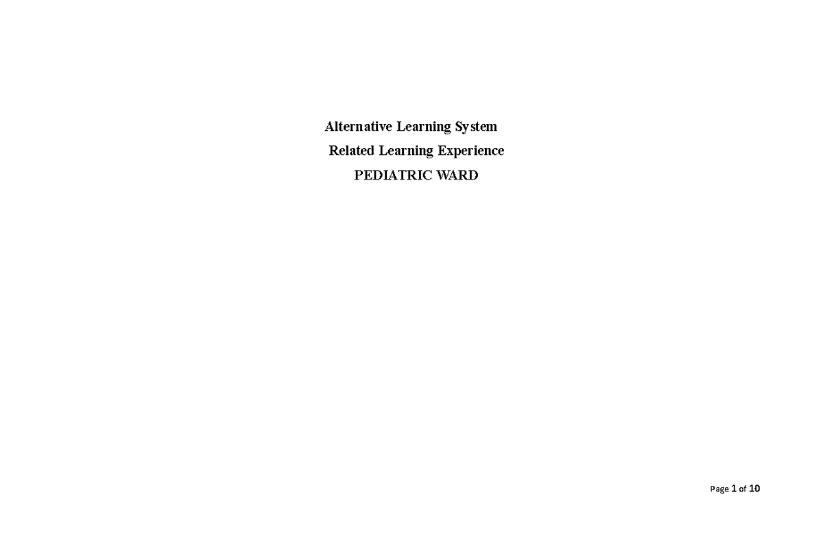 Alternative Learning System Pedia DRUG Study - Alternative Learning ...
