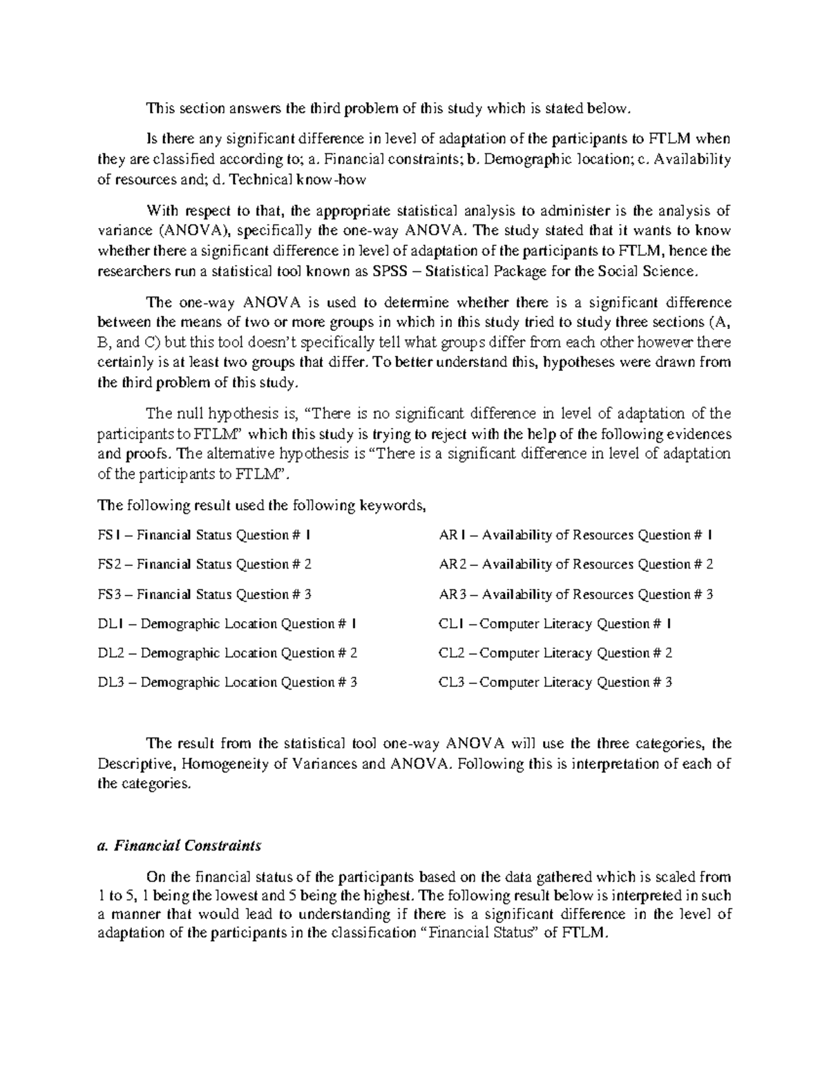 SPSS Result - SPSS – Statistical Package for the Social Science. - This ...