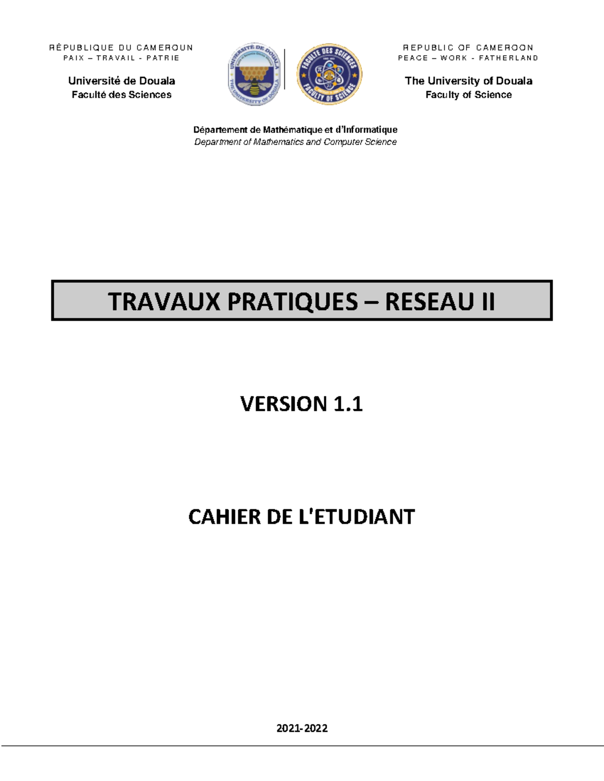 Support INF2-Réseau - R É P U B L I Q U E D U C A M E R O U N P A I X ...