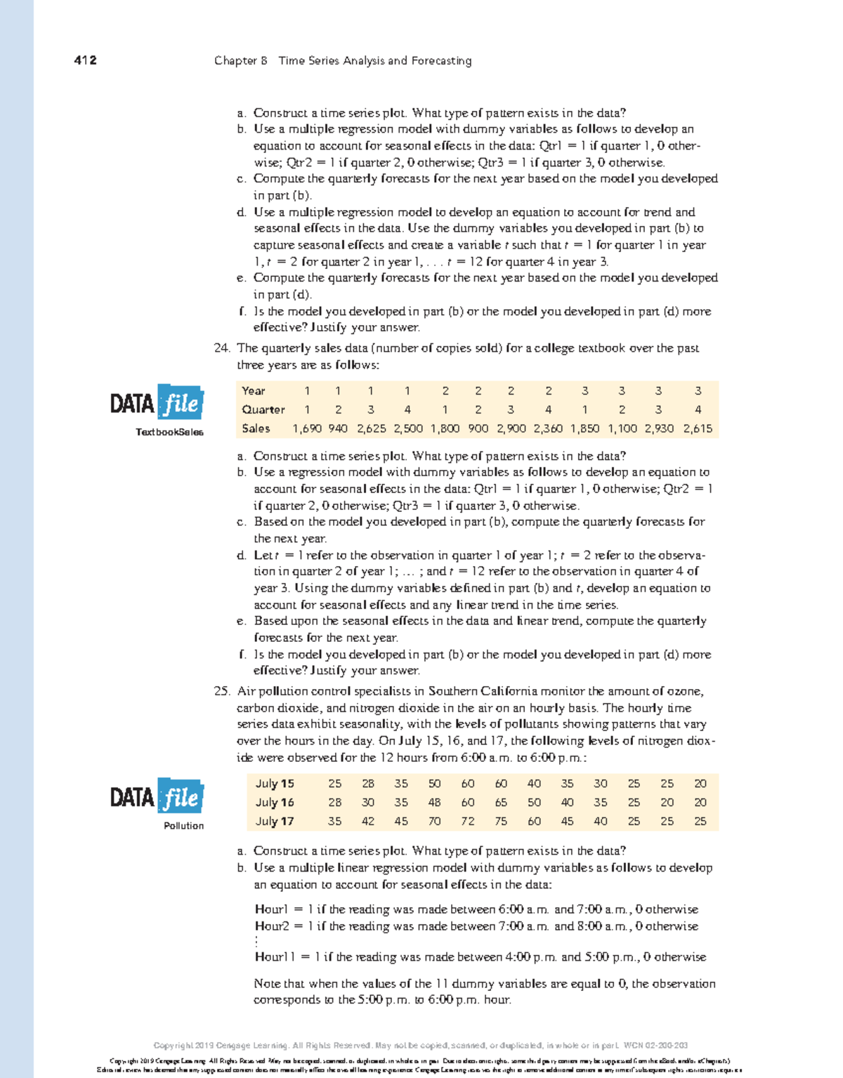 Questions 24-27 - 412 chapter 8 Time Series Analysis and Forecasting a. Construct a time series ...