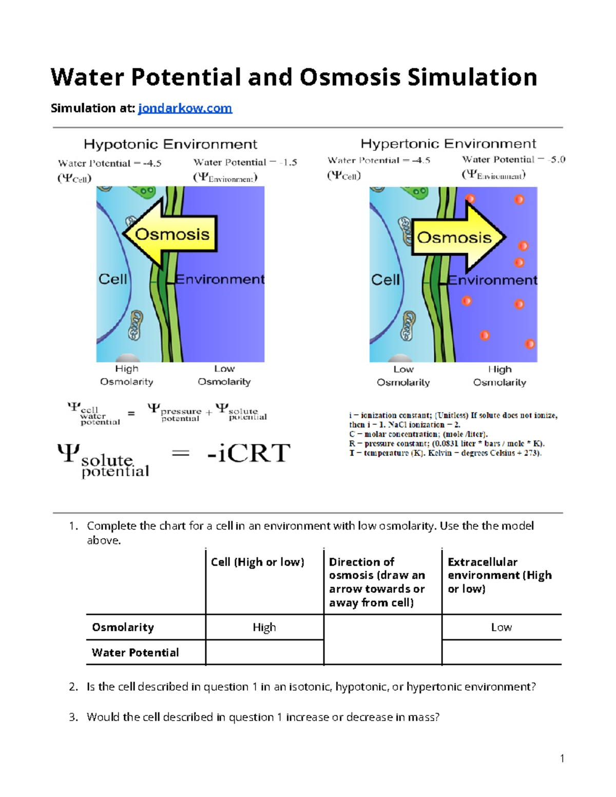 U2M3A11 - Water Potential and Osmosis Simulation - Water Potential and ...