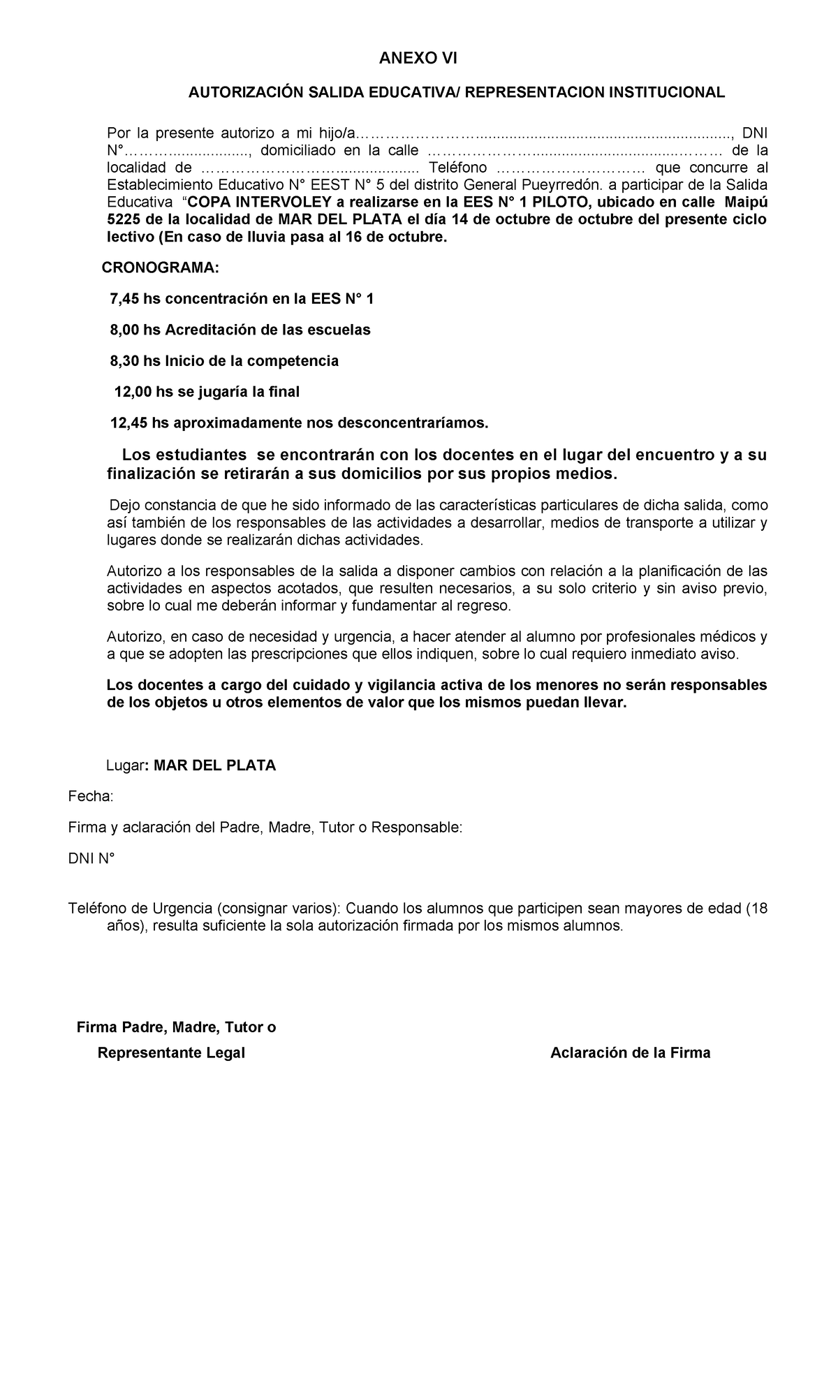 ACTE 2023 Anexo VI Y VII - jhjgh - ANEXO VI AUTORIZACIÓN SALIDA ...