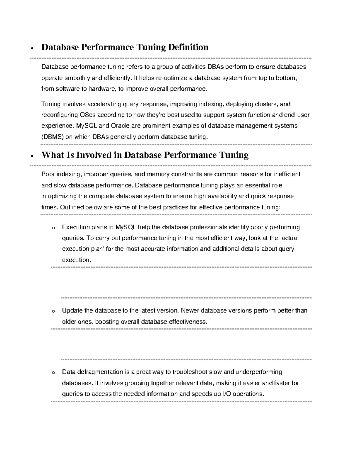 Advance-topic-database - Database Performance Tuning Definition Database performance tuning ...