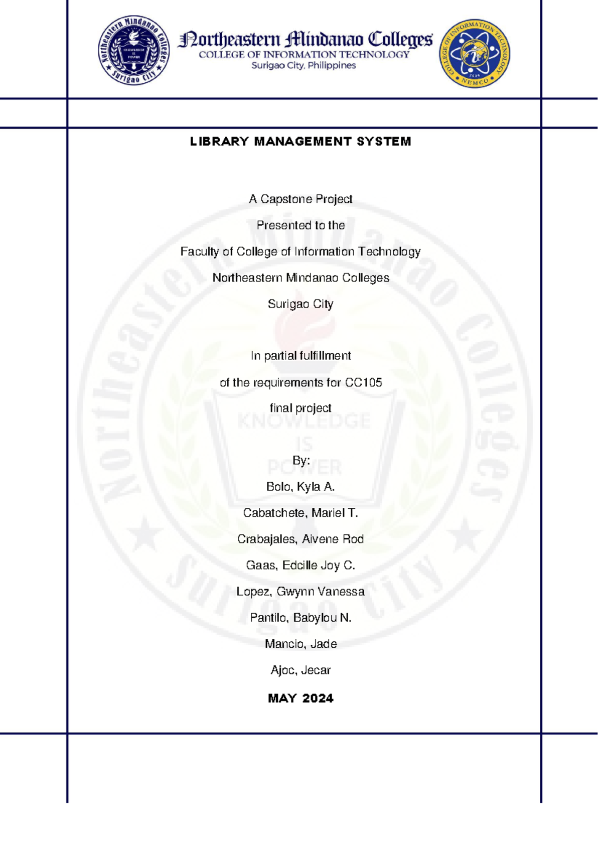 Research 2 - much short - LIBRARY MANAGEMENT SYSTEM A Capstone Project ...