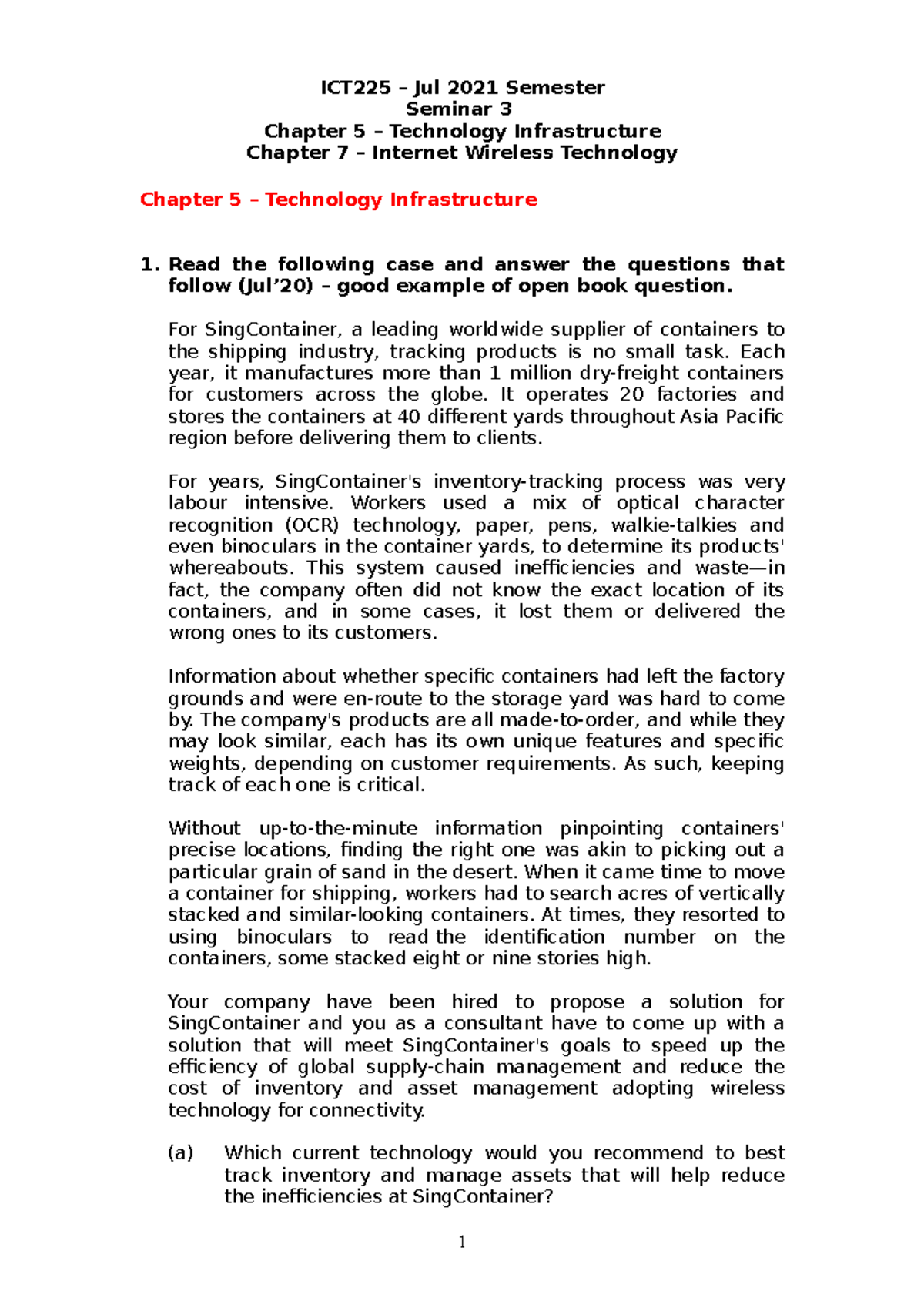 ICT225 e Tutorial 3 Chps 5 and 7 - Jul2021 - ICT225 – Jul 2021 Semester ...