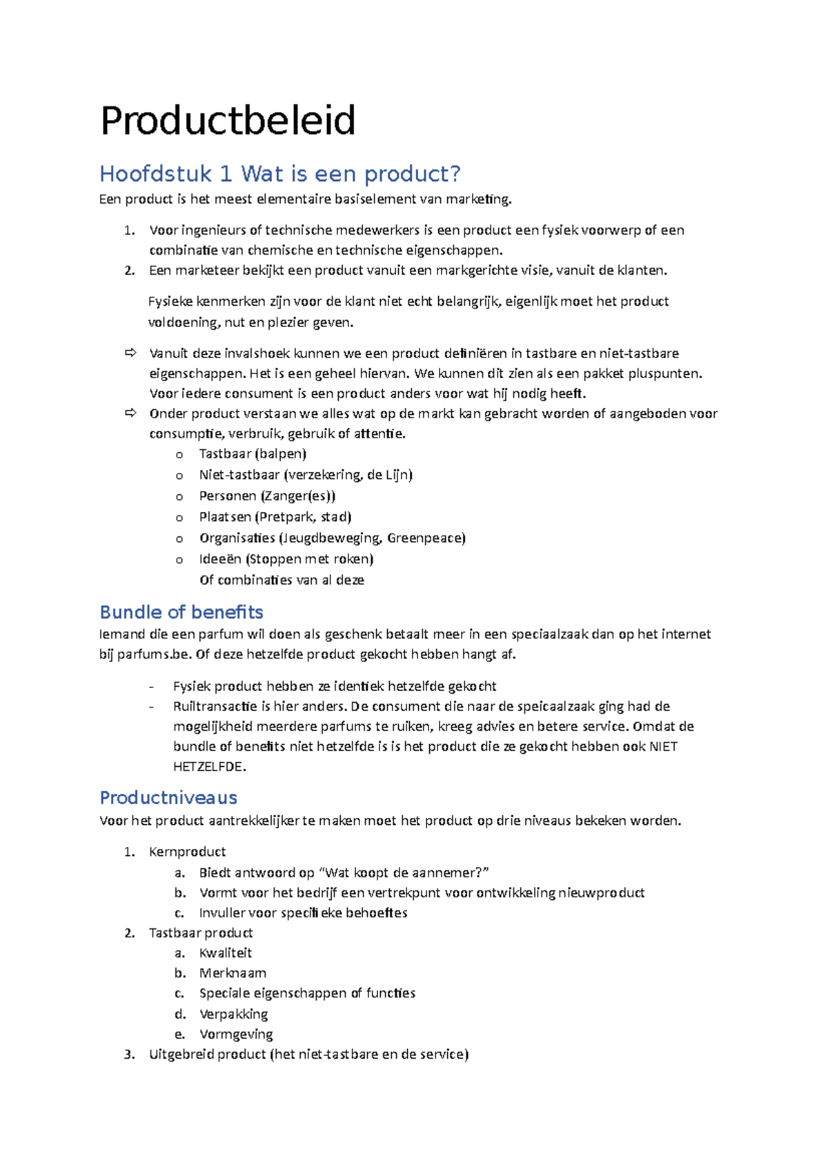 Productbeleid - Samenvatting Product- en prijsbeleid 2 - Productbeleid ...