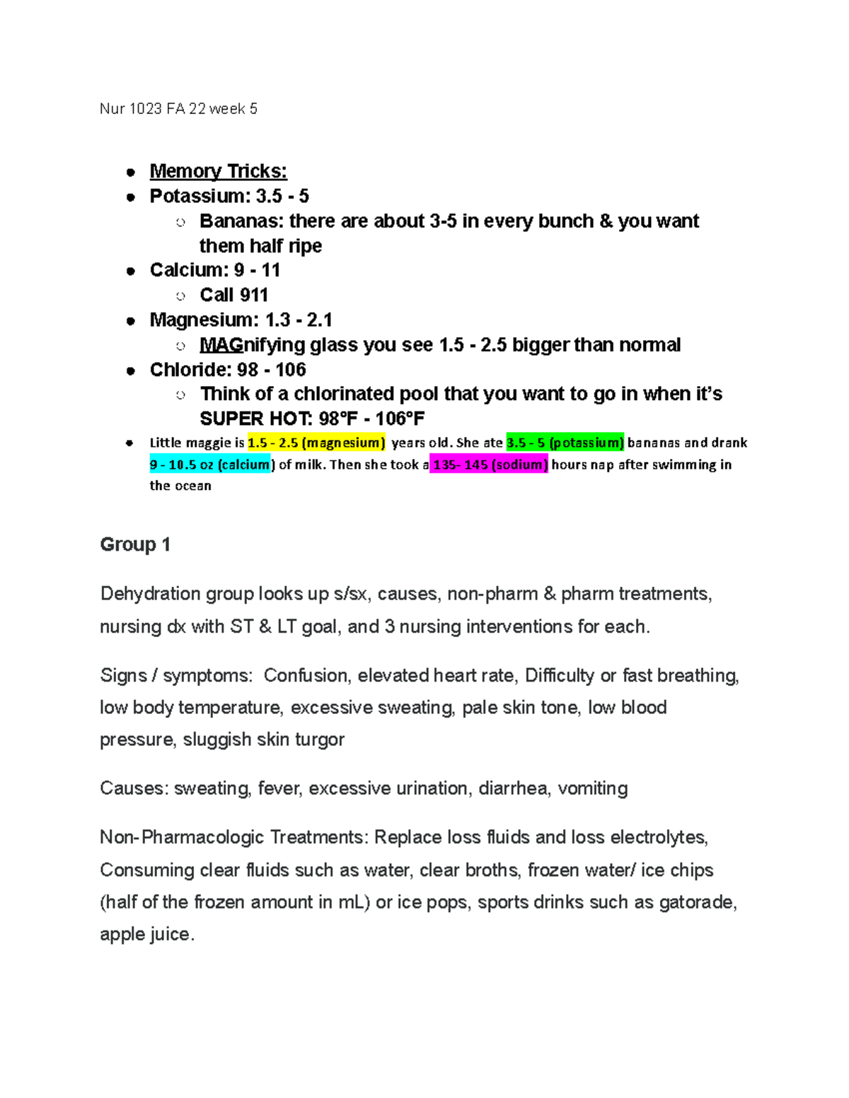 Nur 1023 FA 22 week 5 - Group work week 5 part 1 - Nur 1023 FA 22 week ...