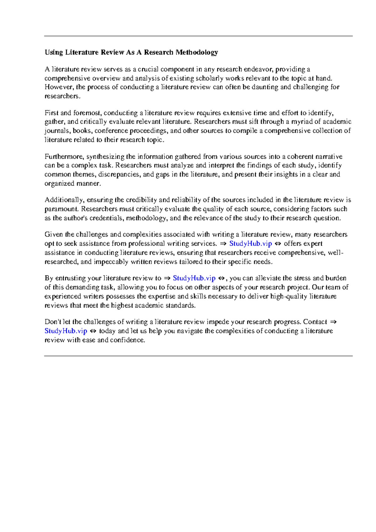 Using Literature Review As A Research Methodology - However, the ...