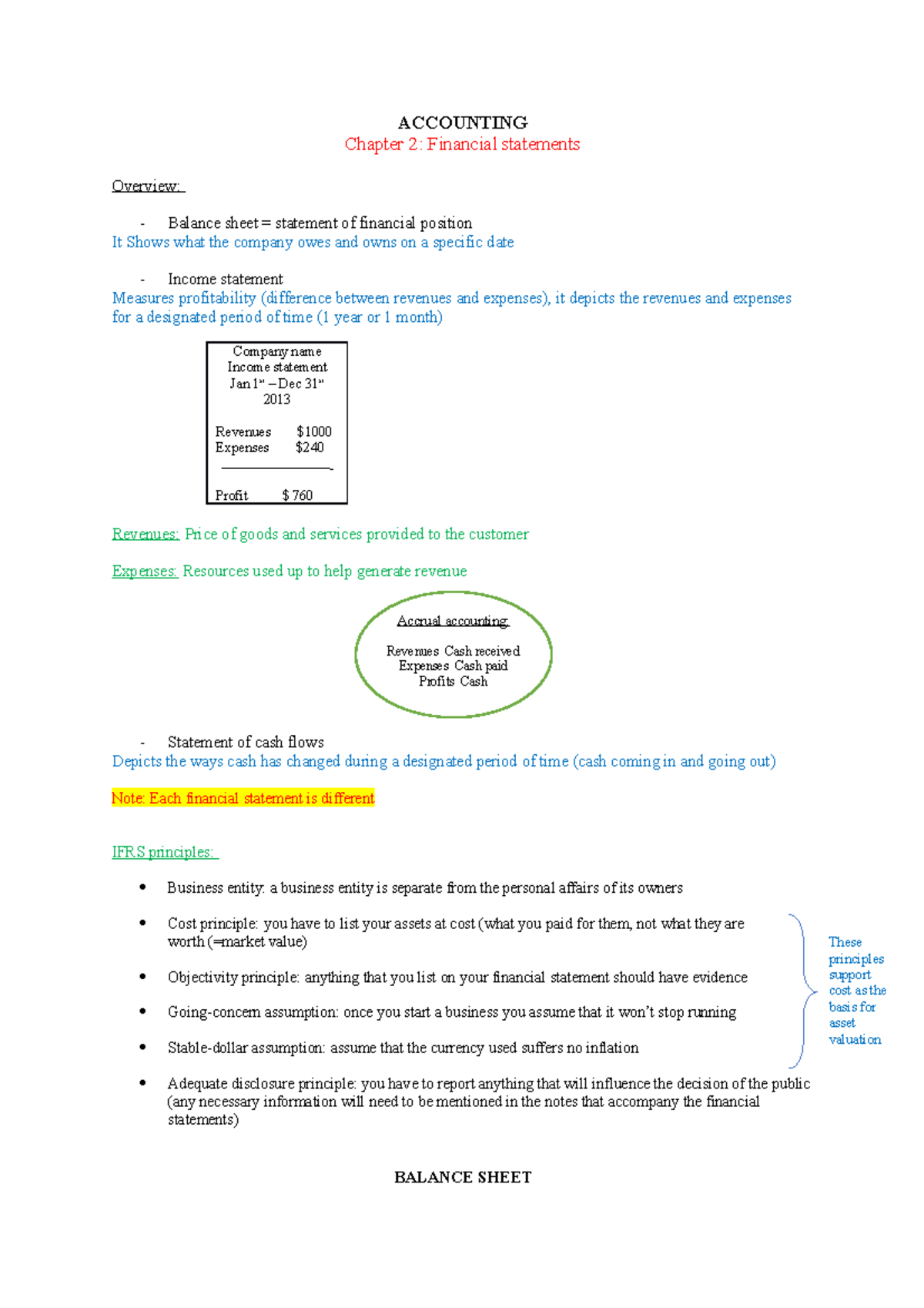 Chap 2 Lecture Notes Financial Accounting Accounting Chapter 2 Financial Statements