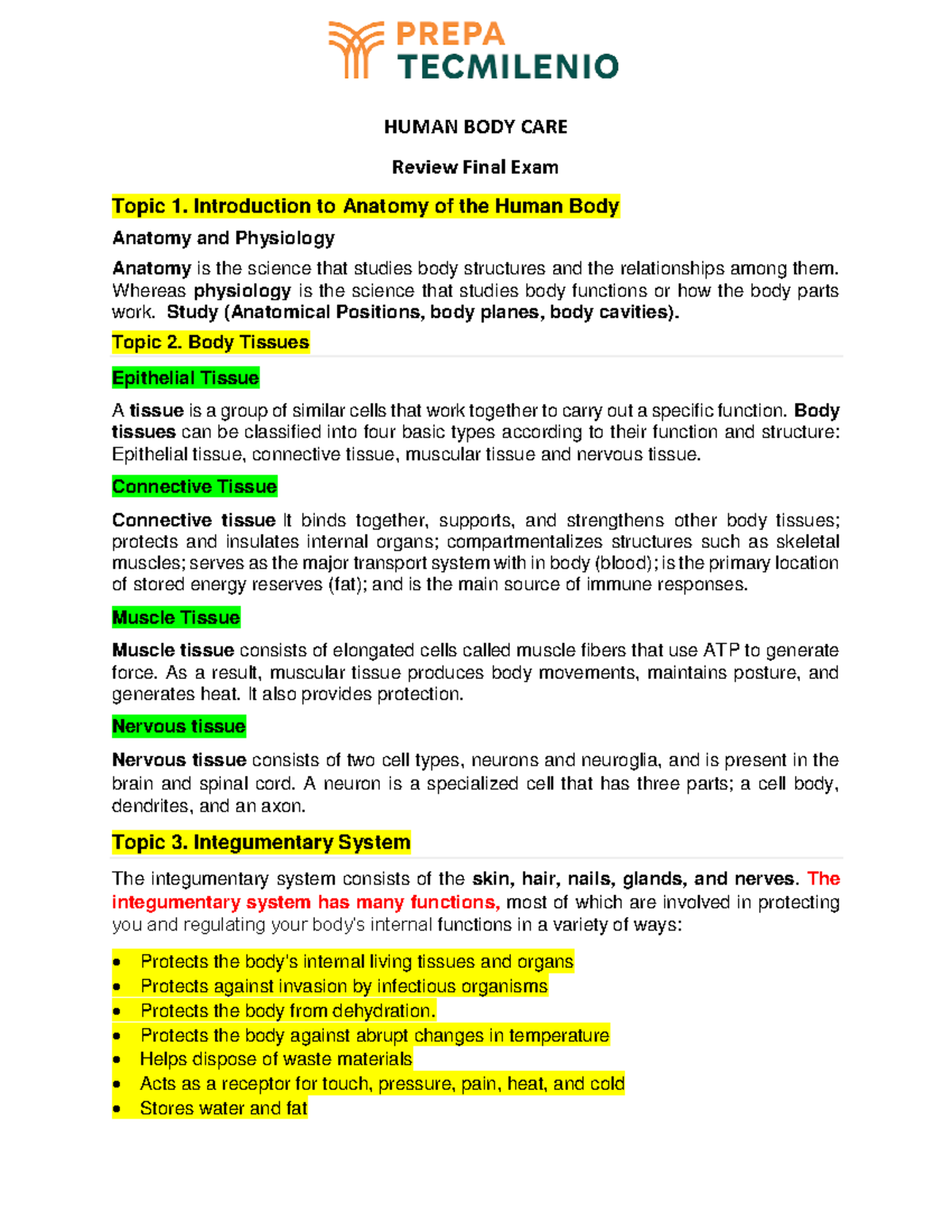 Review+Final+Exam+AD23 -380086517 - HUMAN BODY CARE Review Final Exam ...