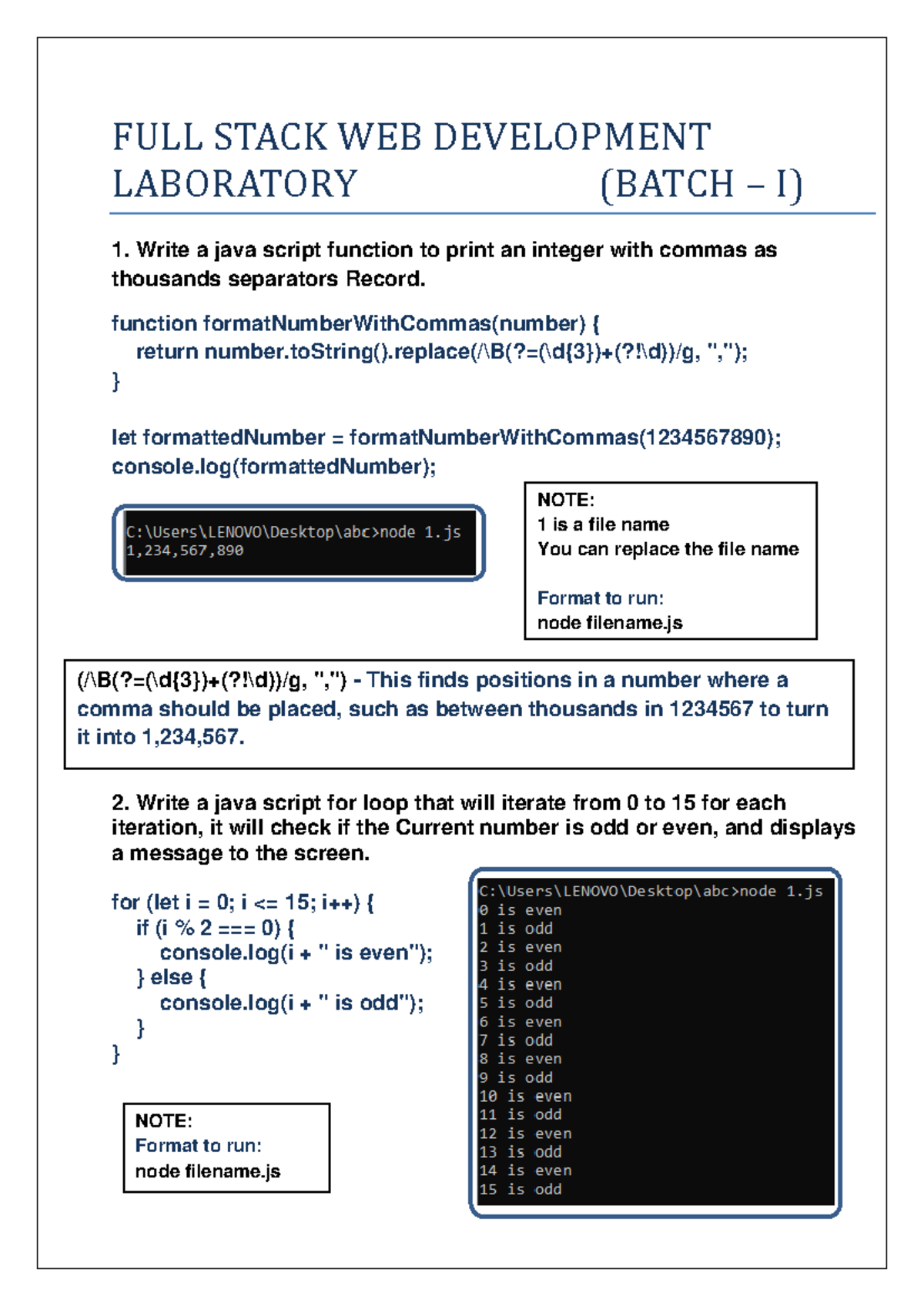 FULL Stack WEB Development Laboratory Batch - 1 - FULL STACK WEB DEVELOPMENT LABORATORY (BATCH ...