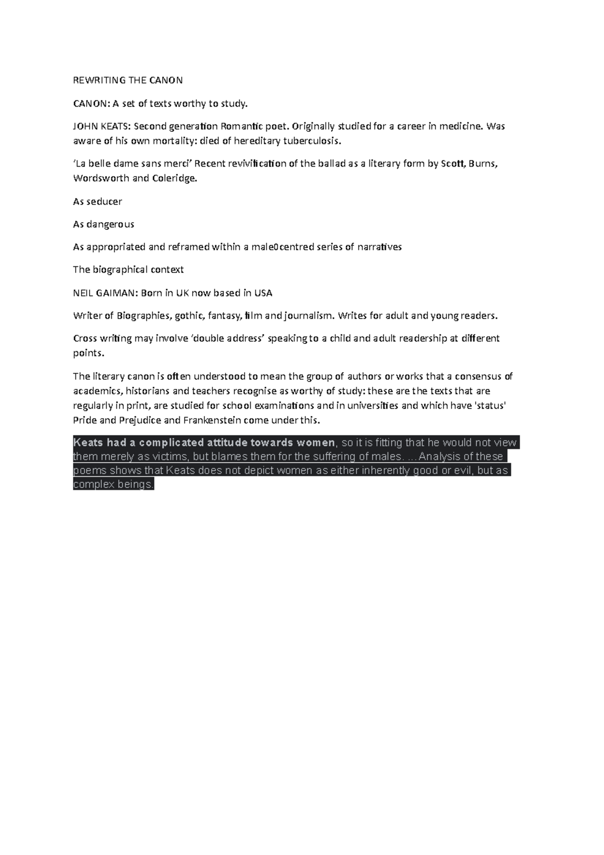 Rewriting THE Canon - Canon within Literature - REWRITING THE CANON ...