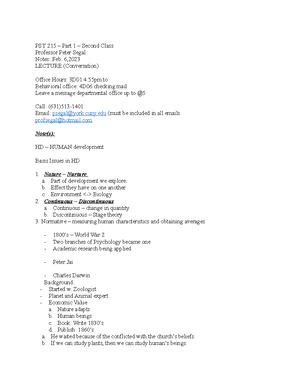 PSY 215 Human Development I - COURSE SYLLABUS Psychology 215 ...