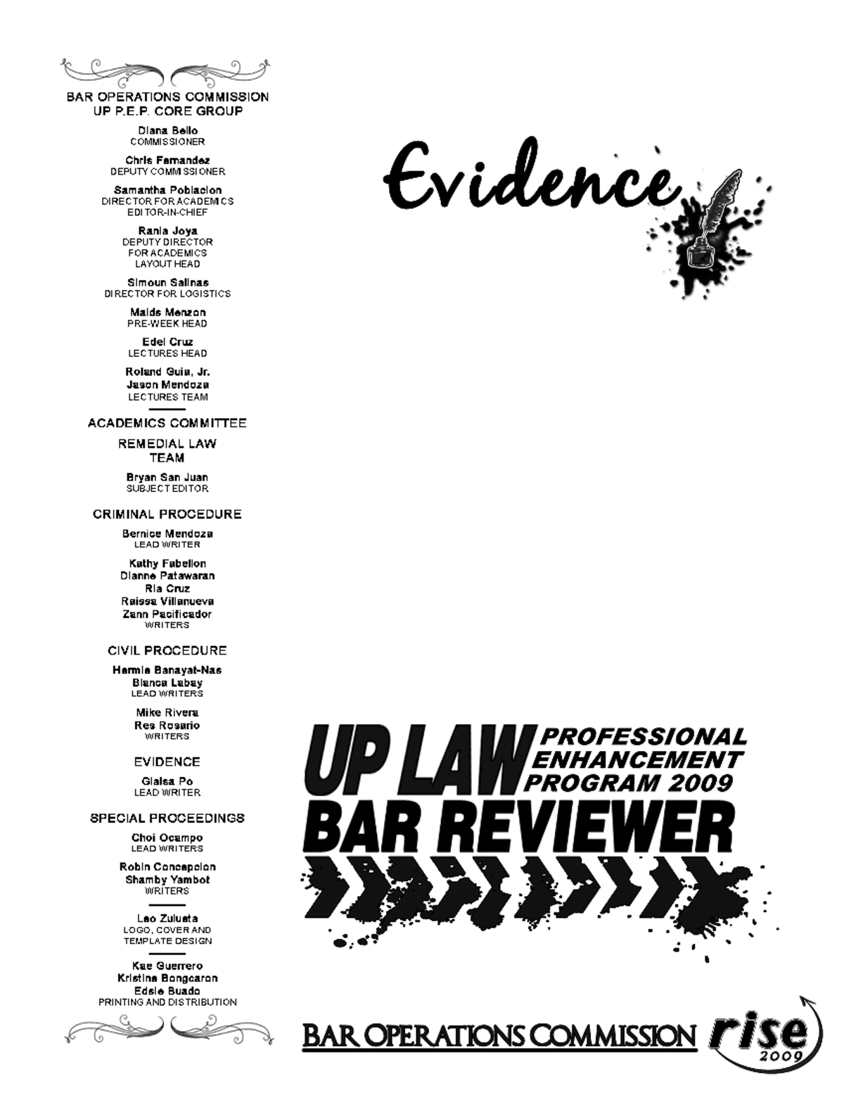 UP 2009 Remedial Law (Evidence) - REVIEWER IN REMEDIAL LAW Table of ...