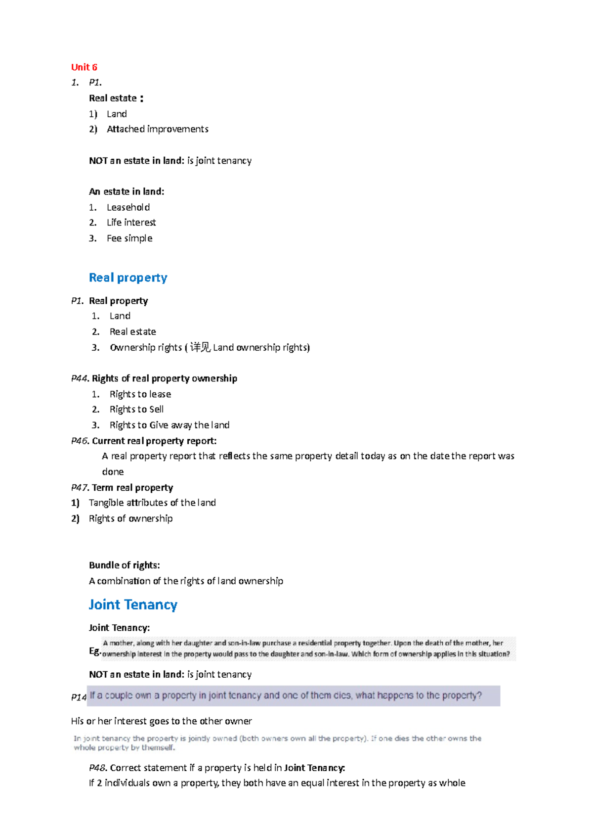 Unit 6 notes acct005 - Unit 6 1. P1. Real estate ： 1) Land 2) Attached ...
