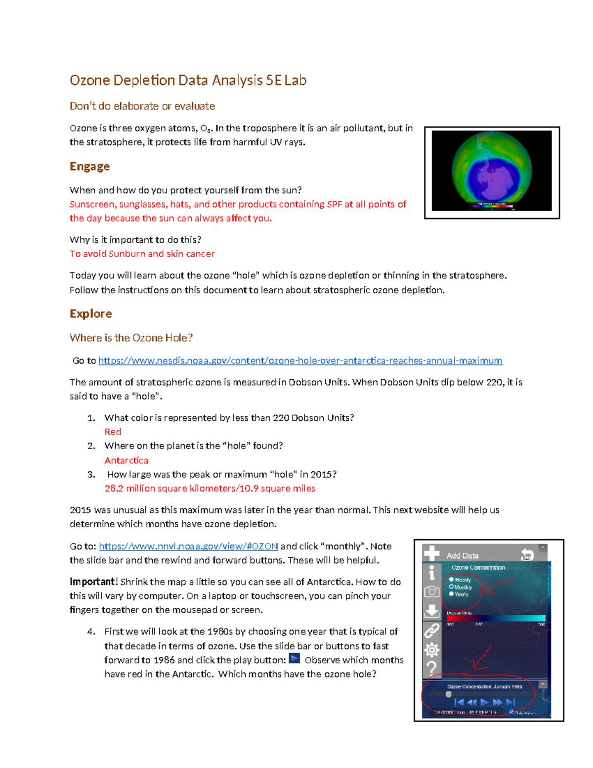 Ozone 5E Lab Student - joe - Ozone Depletion Data Analysis 5E Lab Don’t ...
