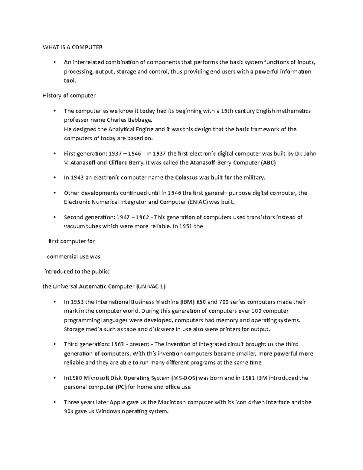 What Is A Computer Lecture Notes 2 What Is A Computer An Interrelated Combination Of