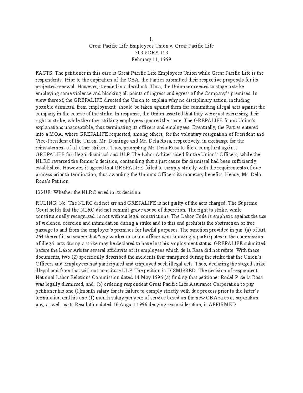 1-70-case-digest labor law - Law school - Studocu