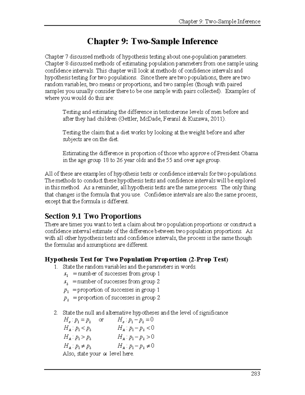 Chapter 9-TWO SAMPLE INFERENCE - Chapter 9: Two-Sample Inference ...