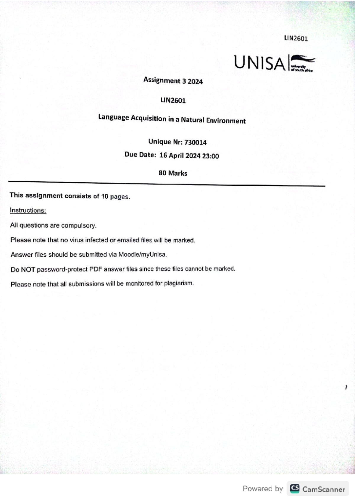 730014 lin assignment 3 - BED1310 - Studocu