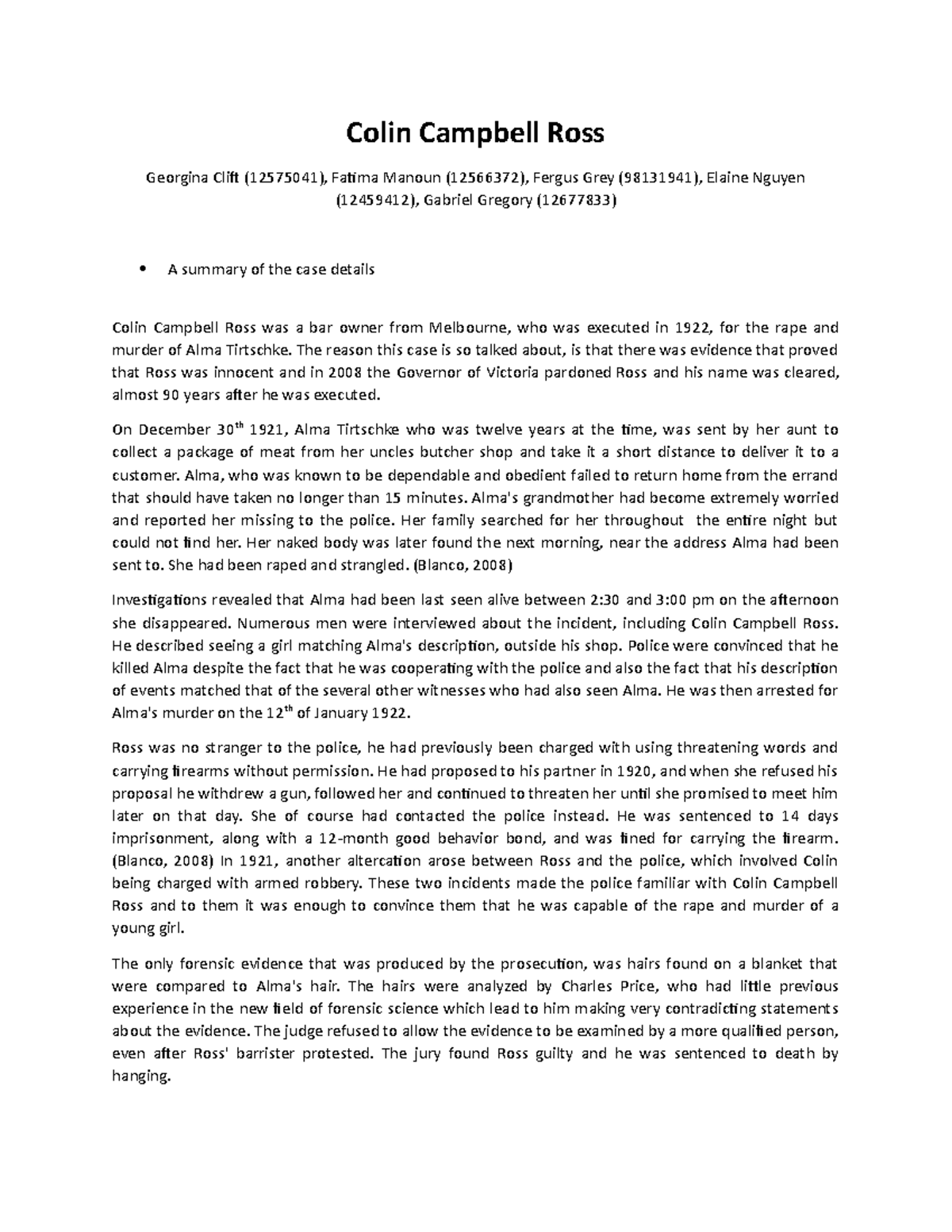 The Collin Campbell Ross Case - Colin Campbell Ross Georgina Clift ...