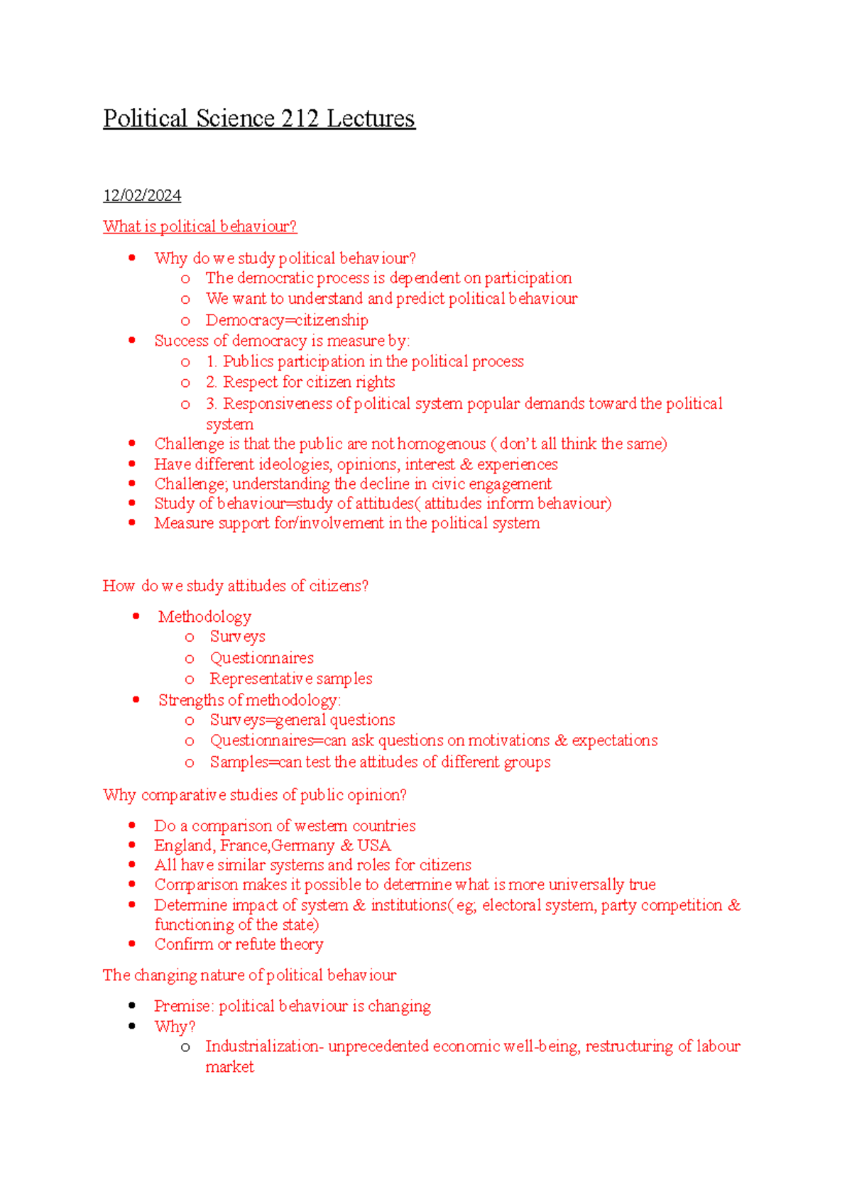 Political Science 212 Lectures - Political Science 212 Lectures 12/02 ...