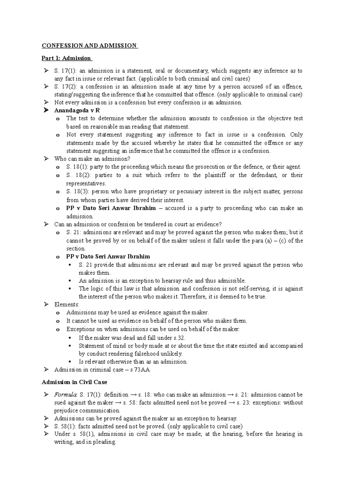 Law of Evidence 1 - Confession & Admission - CONFESSION AND ADMISSION ...