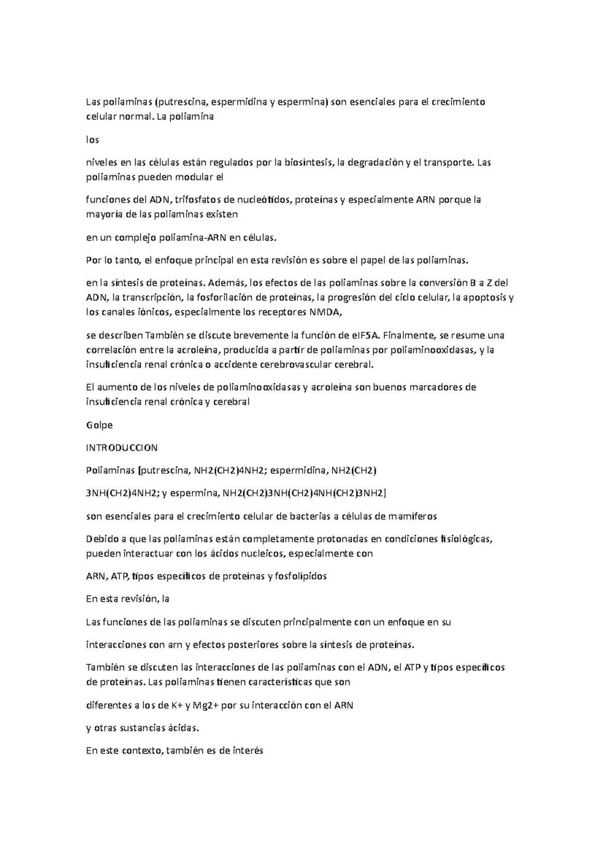 Traduccion - ... - Las poliaminas (putrescina, espermidina y espermina ...