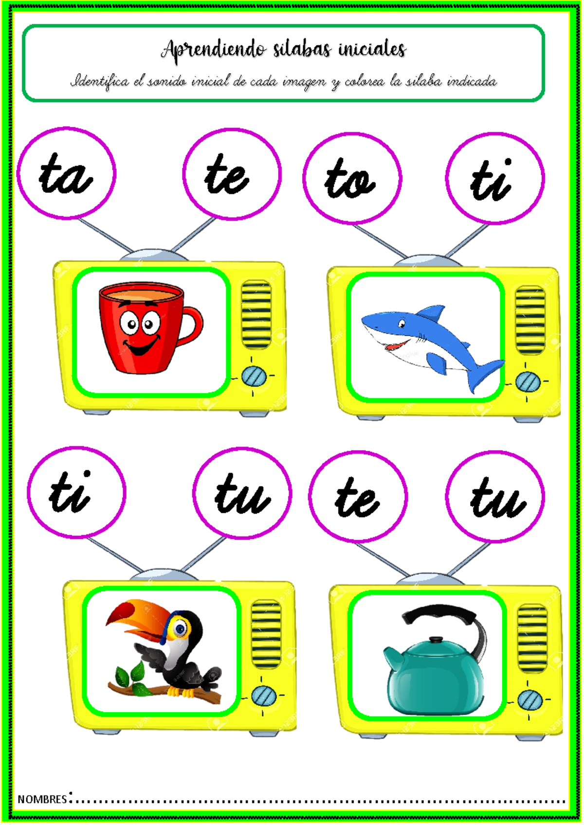 Letra T -123-1 - Aprendiendo sílabas iniciales Identifica el sonido ...